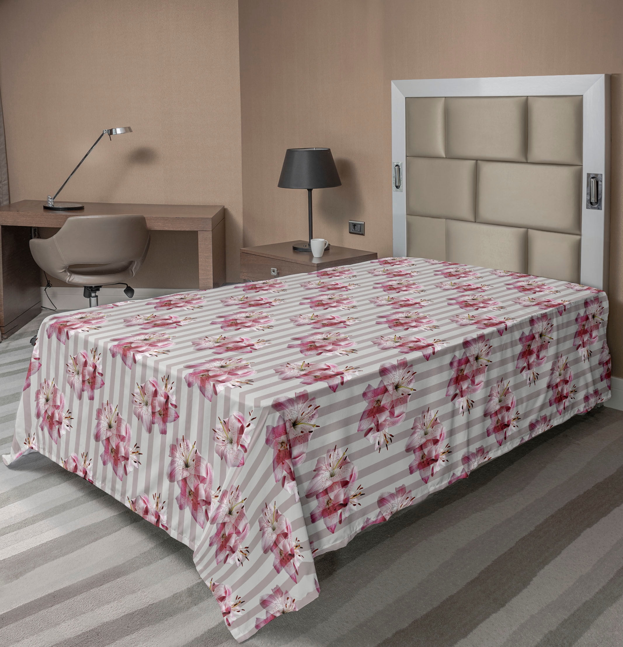 Ambesonne Tropical Flat Bedding Sheet Soft Top Sheet, Lily Flowers ...