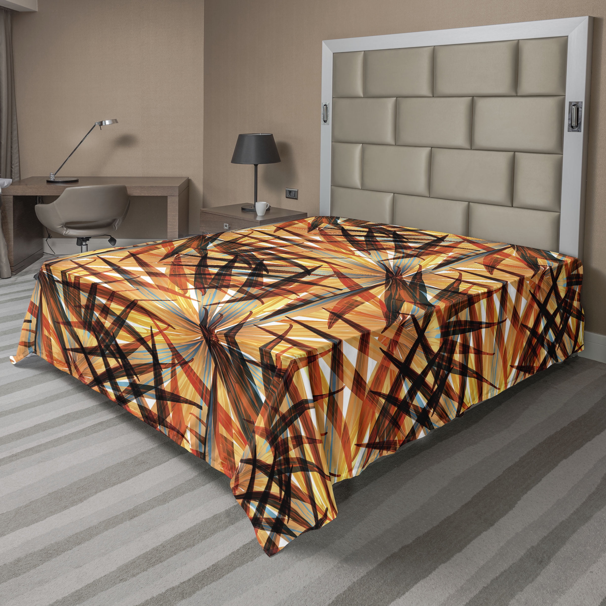 Tropical Flat Sheet, Summer Themed Pattern of Palm Leaves Hawaiian ...