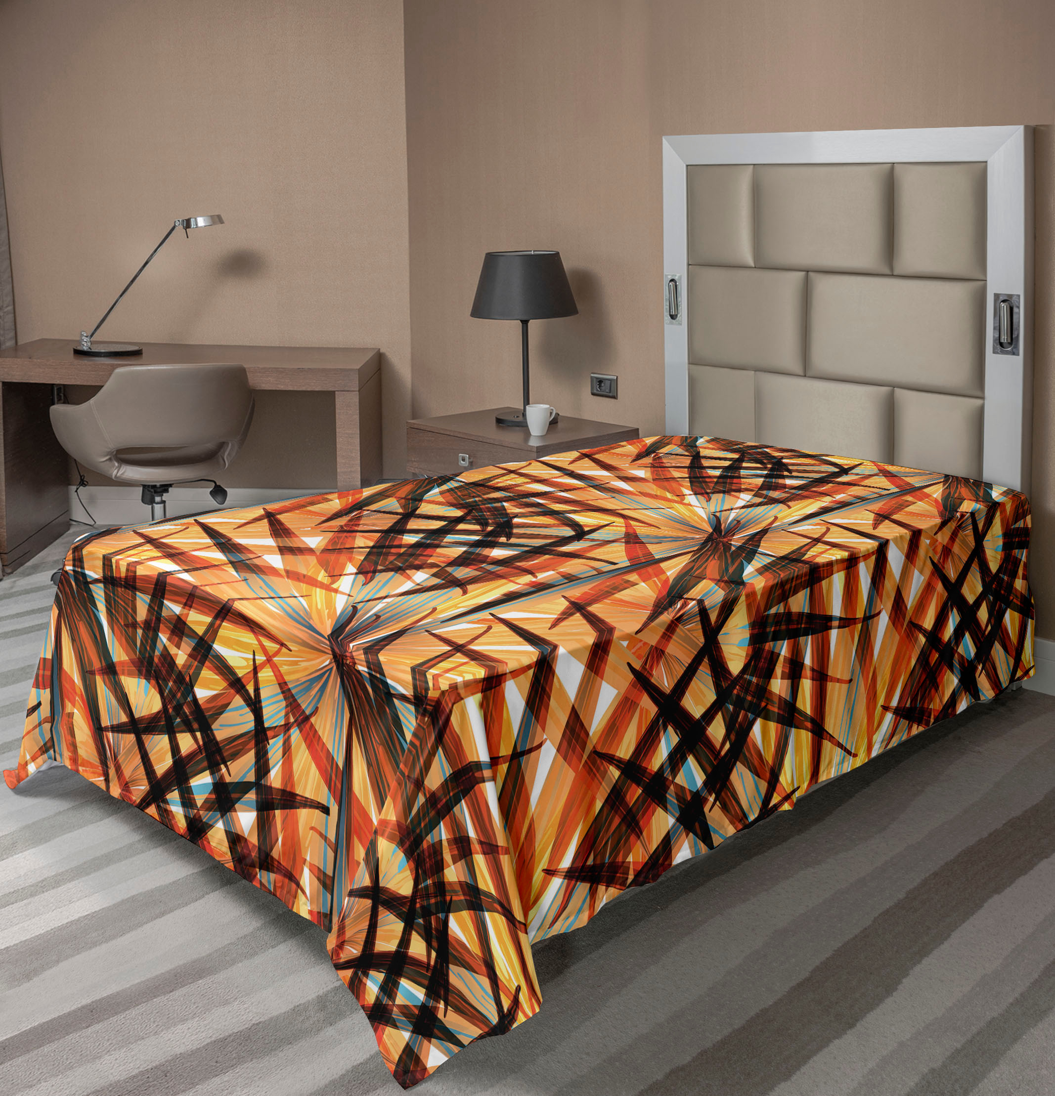 Tropical Flat Sheet, Summer Themed Pattern of Palm Leaves Hawaiian ...