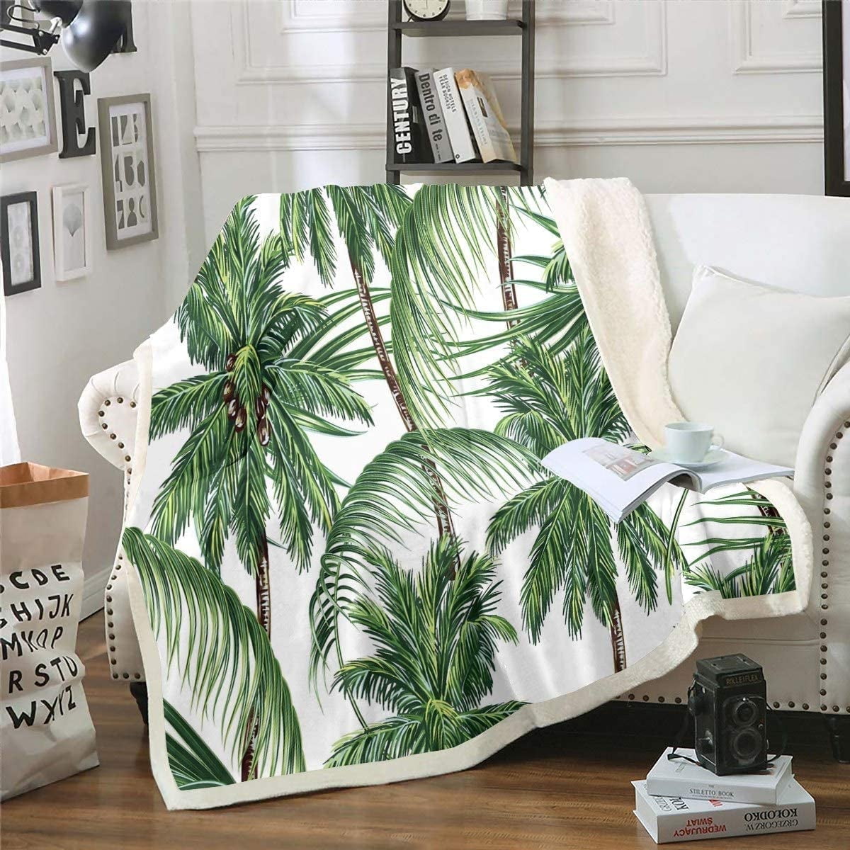 Tropical Fleece Throw Blanket Hawaii Beach Theme Sherpa Blanket Ocean ...