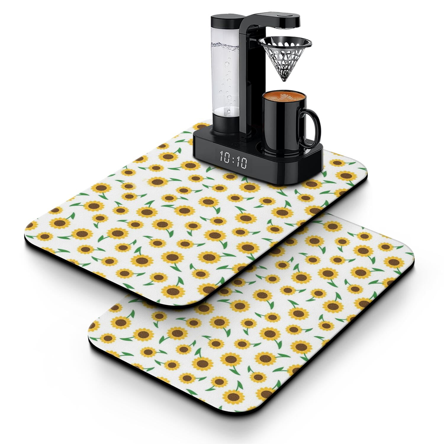 Tropical Floral Coffee Bar Mat, Absorbent Vintage Dish Drying Pad ...