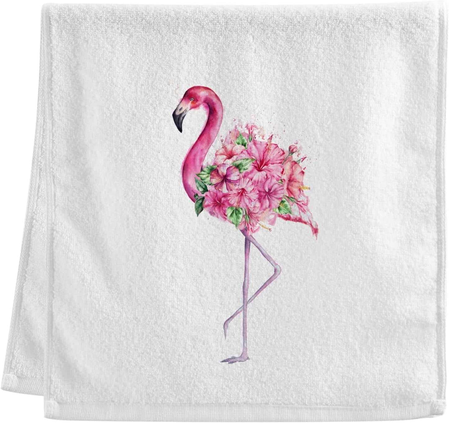 Tropical Floral Flamingo Hand Towels White Bath Towels Soft Absorbent ...