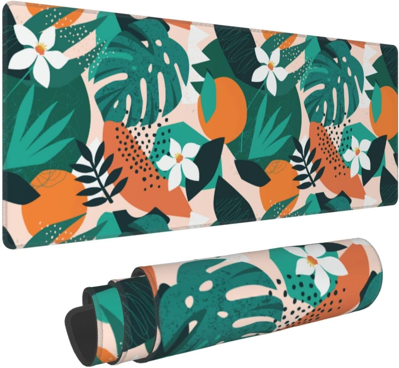 Tropical Floral Gaming Mouse Pad 31.5 * 11.8 Inch Extended Flower ...