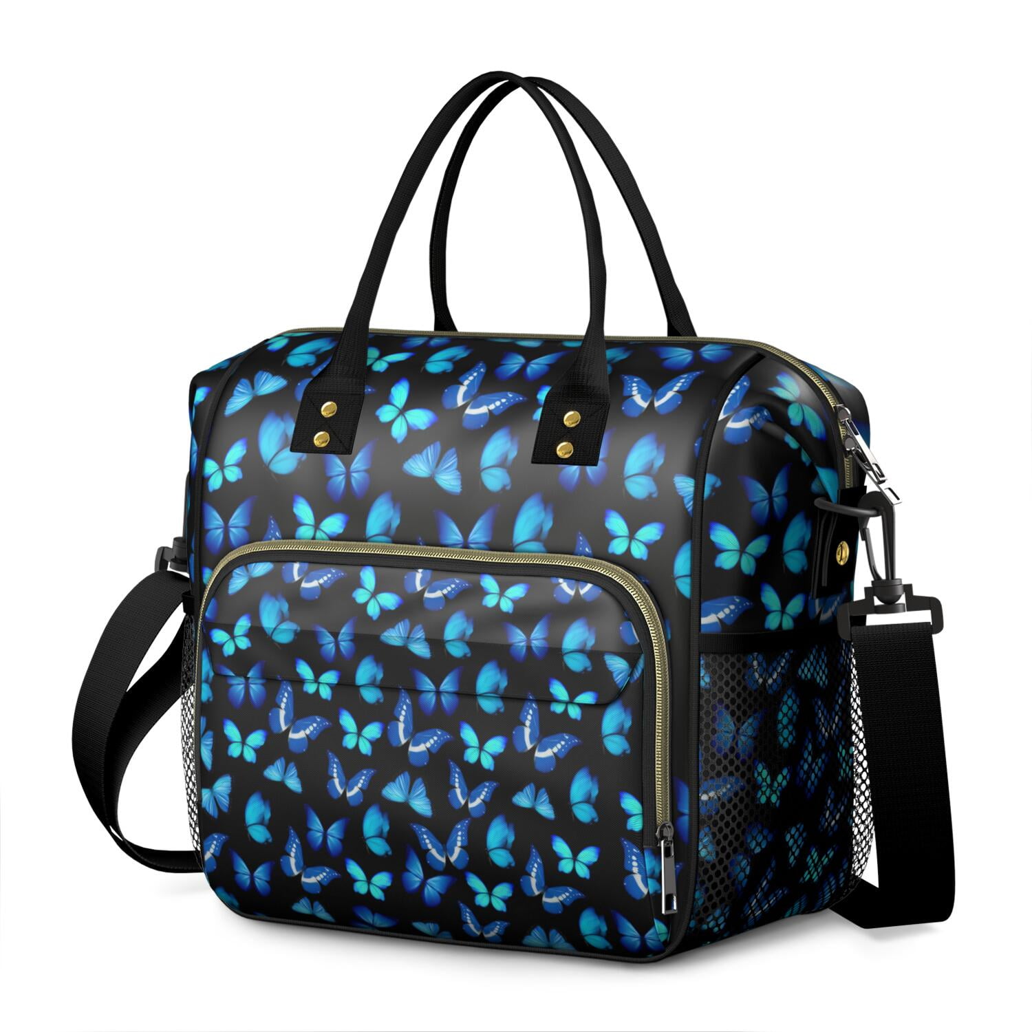 Tropical Floral Insulated Lunch Bag – Leakproof Large Cooler Tote with Butterfly and Aesthetic ...