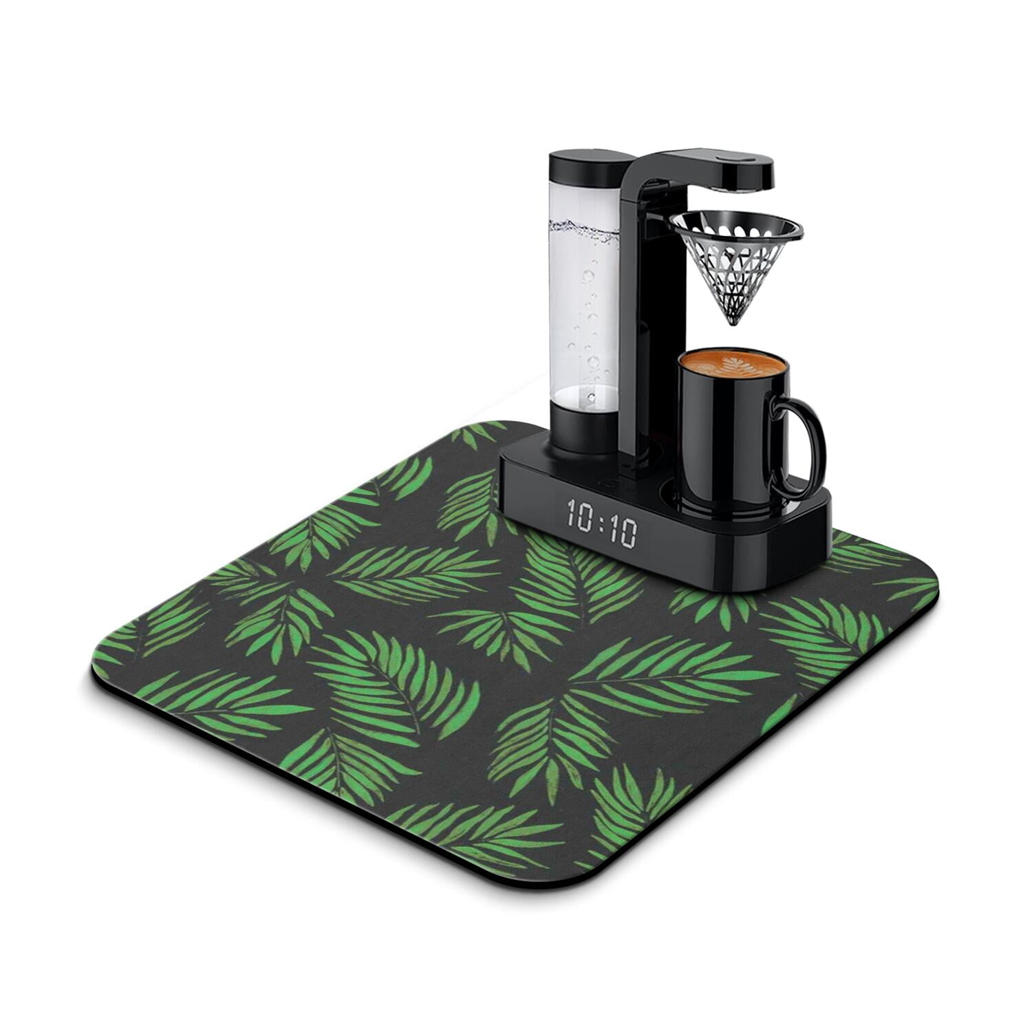 Tropical Floral Pattern Kitchen Mat, Absorbent Coffee Bar Drying Pad ...