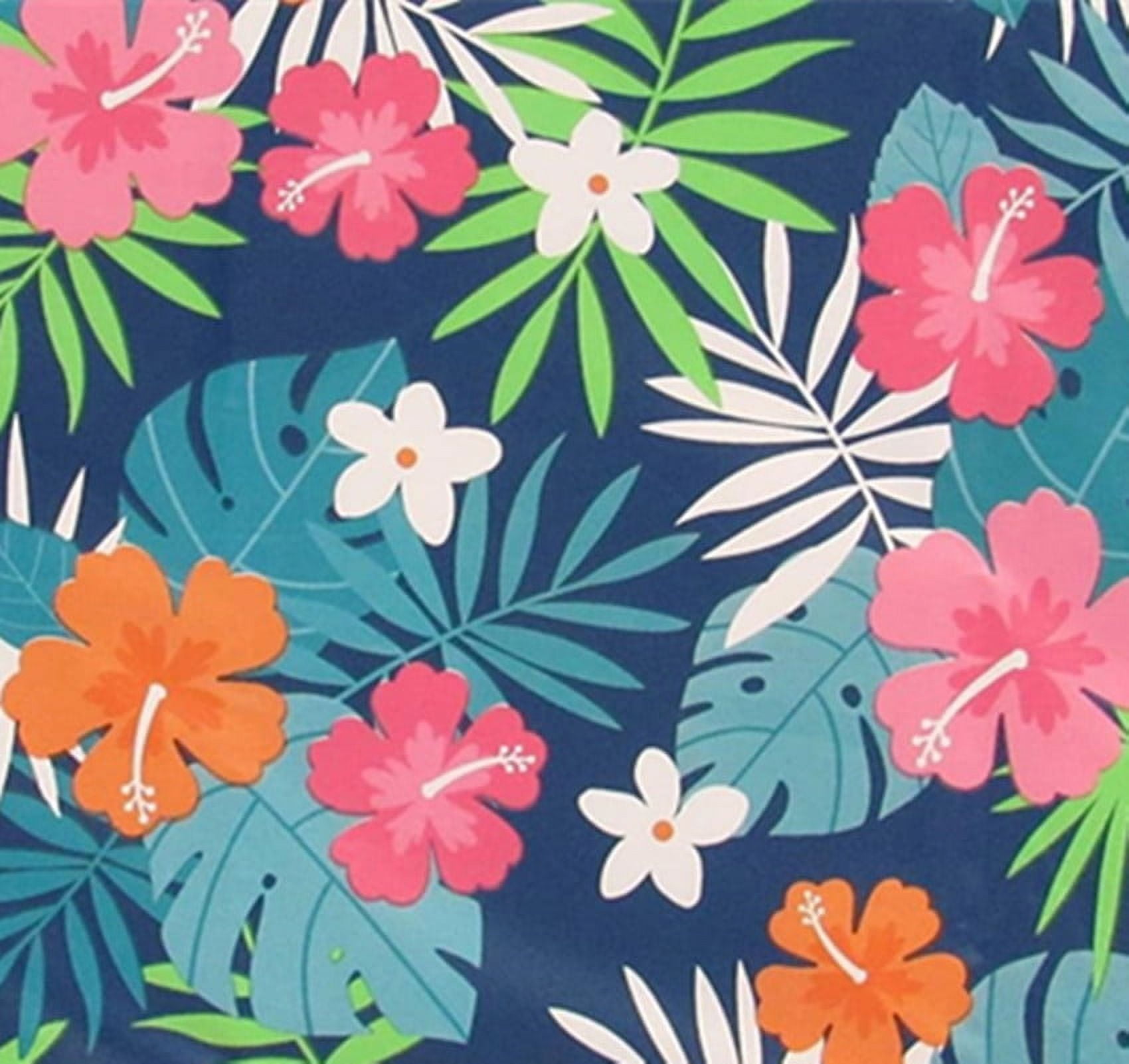 Tropical Floral Pattern Vinyl Flannel Backed Tablecloth (52'' x 90 ...