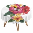 Tropical Floral Round Tablecloth 60 inches Vintage Red Yellow Orange ...
