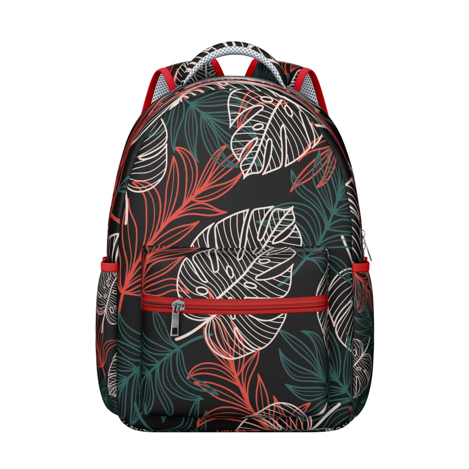 Tropical Floral Students Backpack Hawaiian Print Jungle Leaves School ...