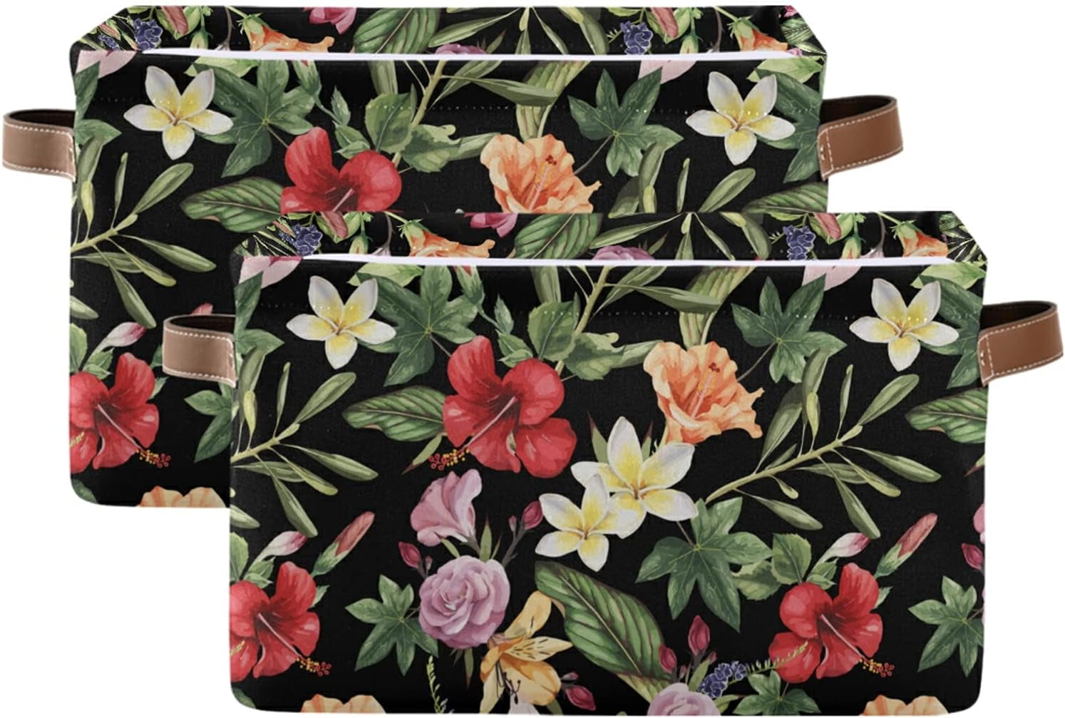 Tropical Floral Summer Monstera Leaves Foldable Storage Bin ...