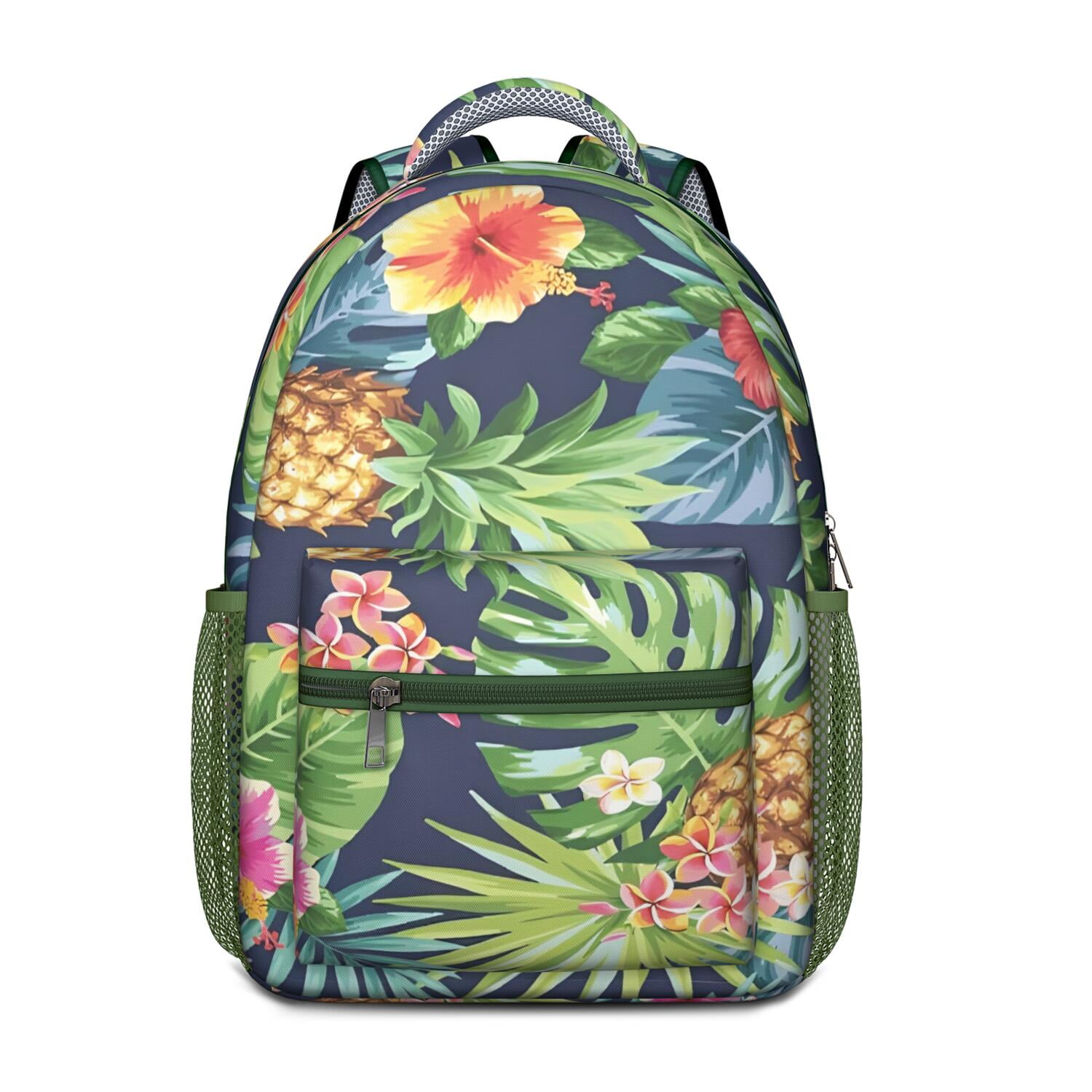 Tropical Floral Waterproof School Backpack with Ergonomic Spinal ...