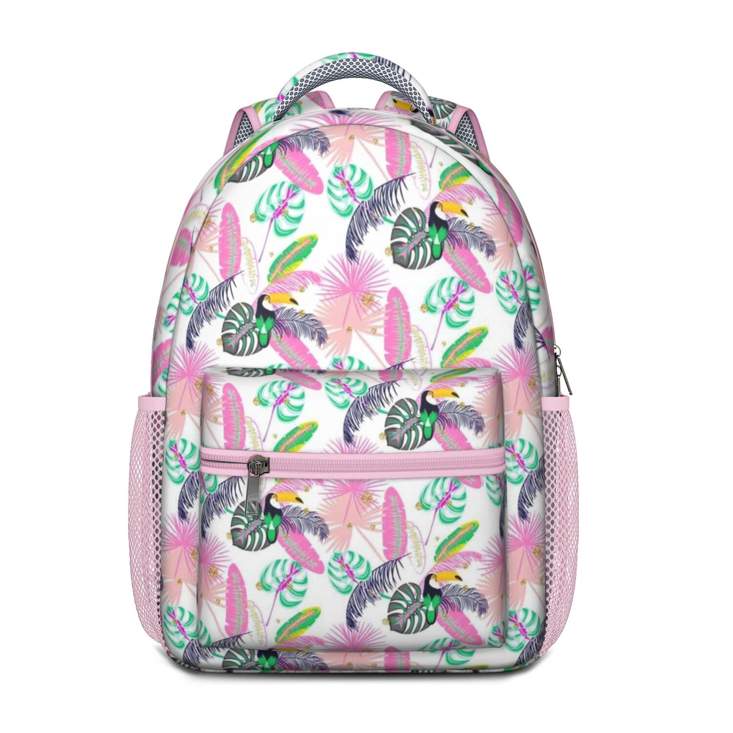 Tropical Floral Waterproof School Backpack with Ergonomic Spinal Support for Teens & College ...