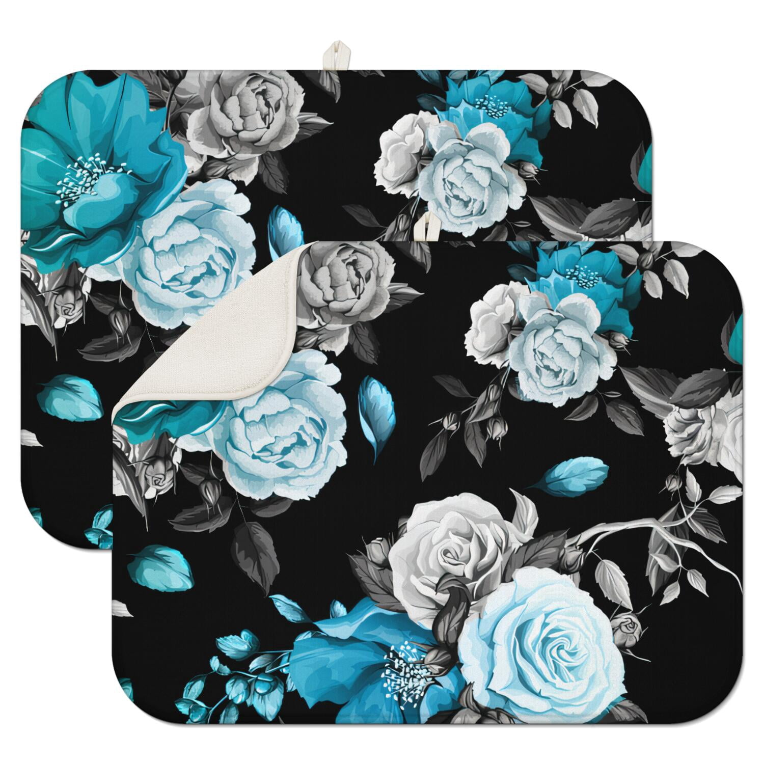 Tropical Floral and Botanical Dish Drying Mat – Hawaiian Palm Leaf and ...