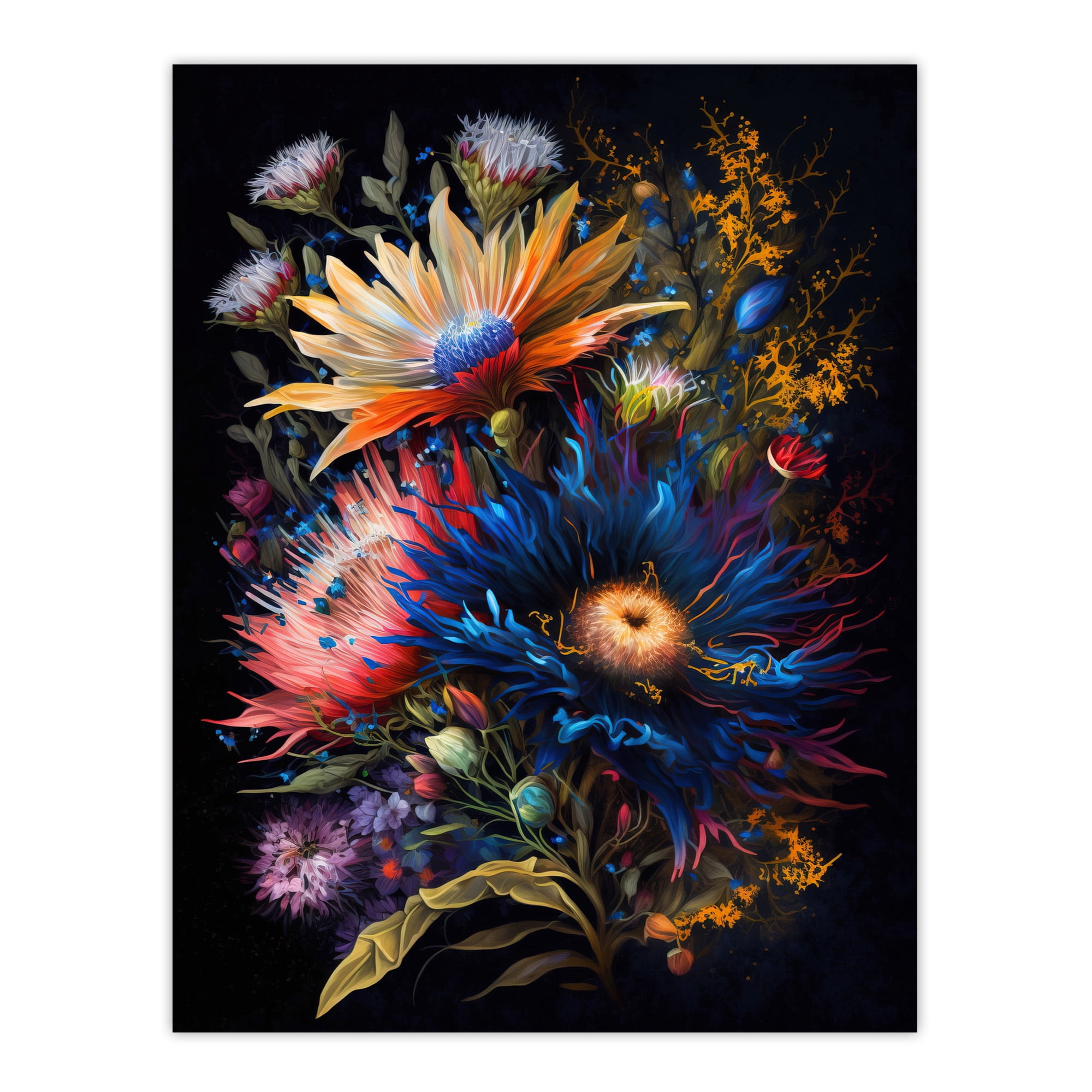 Tropical Flower Bouquet Vibrant Floral Artwork Colourful Elegant Spring ...