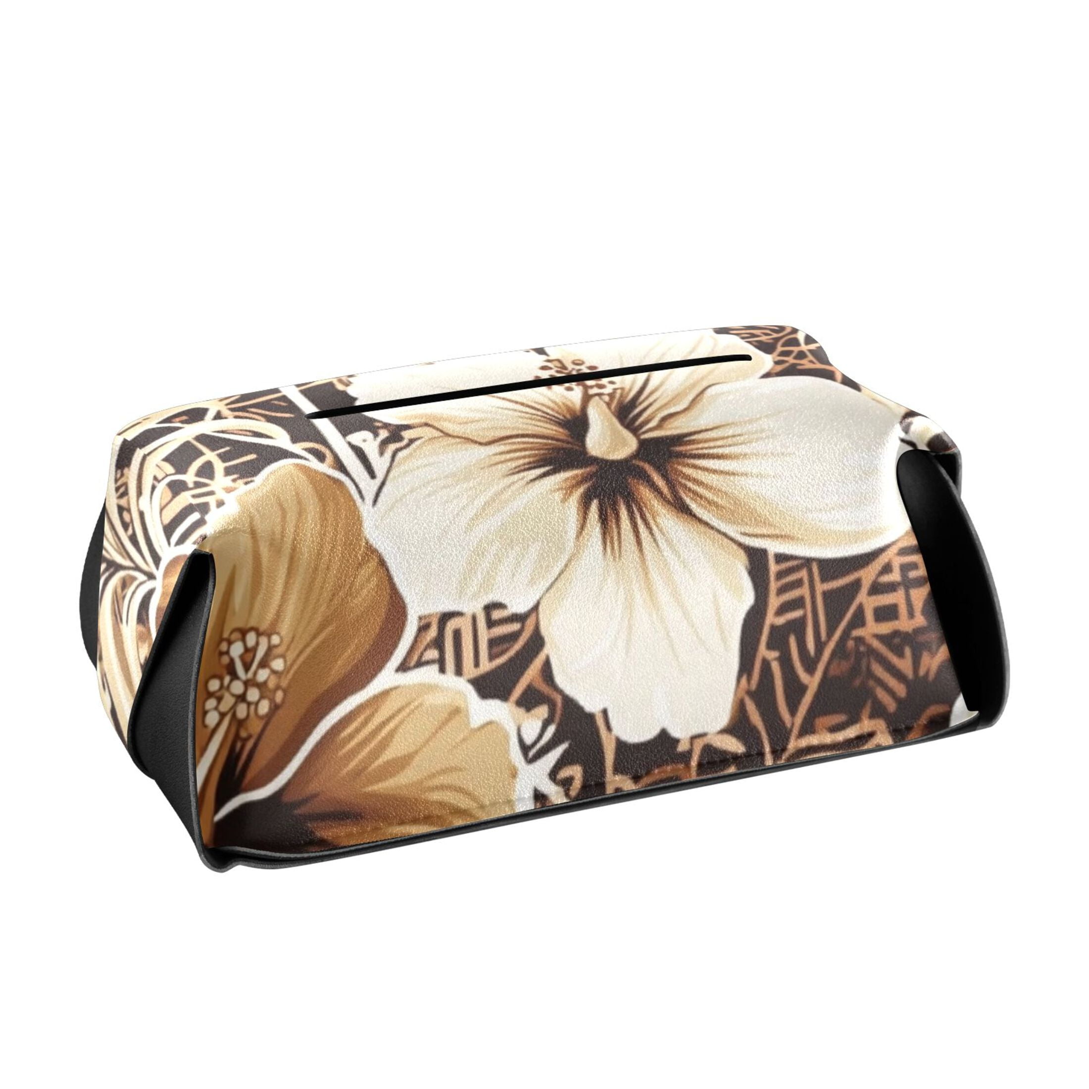 Tropical Flower Design Tissue Box Cover Leather Square Rectangle Tissue ...