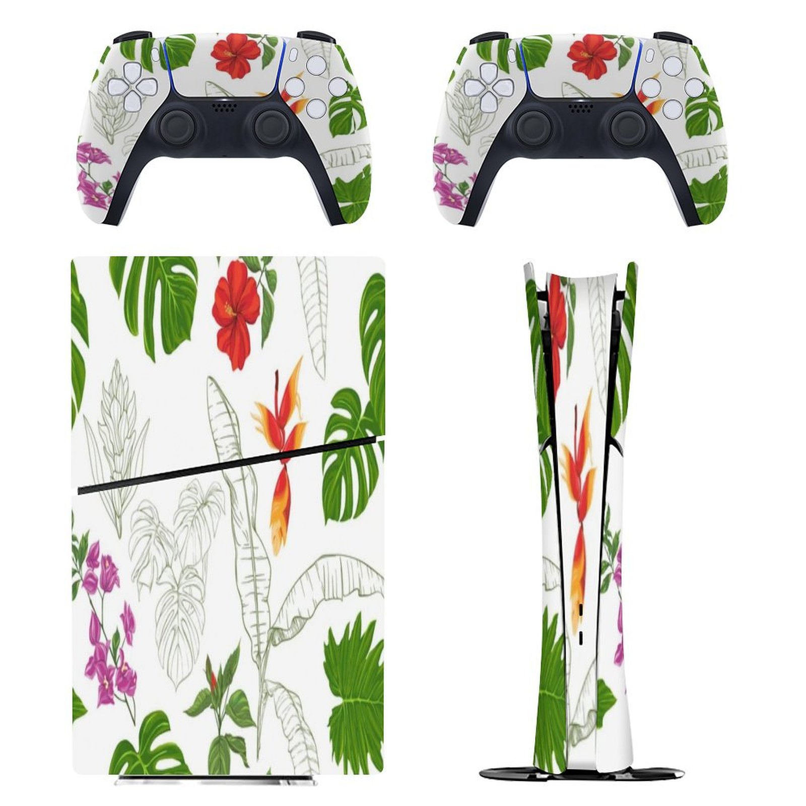 Tropical, Flower, Leafy, Casual PS5/PS5 Slim Digital Disc Skin Sticker ...