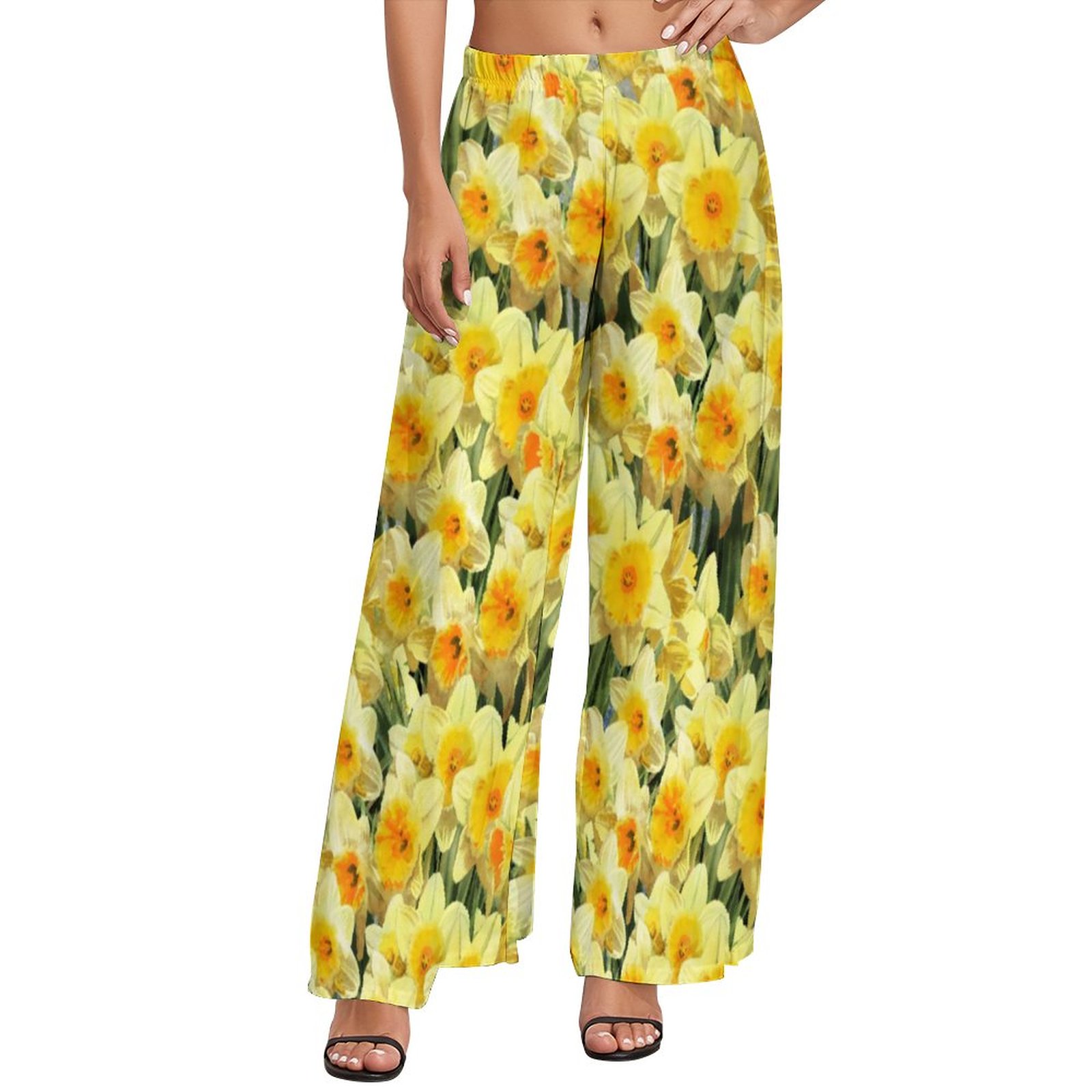 Tropical Flower Print Pants Elegant Pineapple Sexy Wide Leg Pants ...