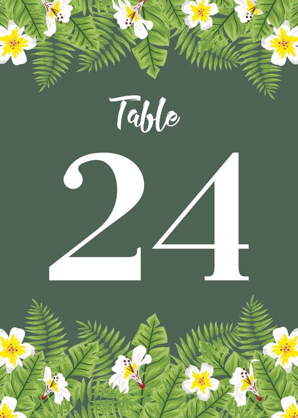 Tropical Flower Wedding Table Number Cardss 1-100 Double Sided For ...