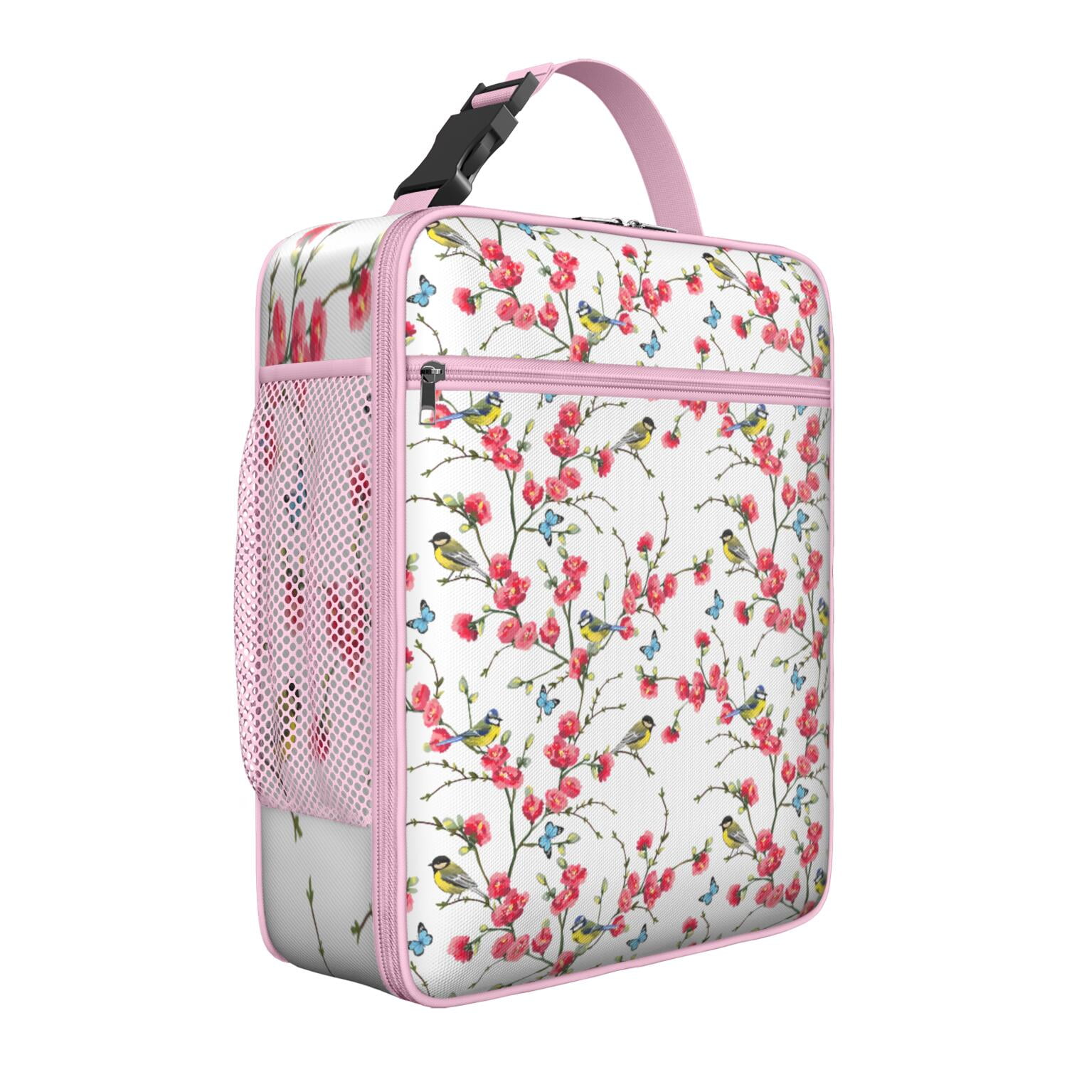 Tropical Flower and Leaves Insulated Lunch Box Women Reusable Lunch ...