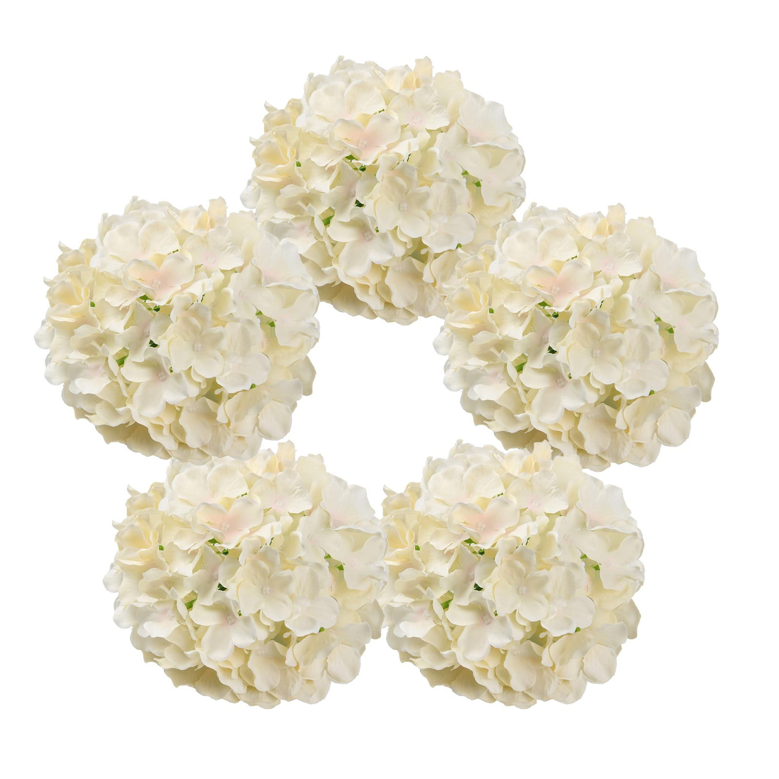 Tropical Flowers 5 Pack Detachable Stem Silk Hydrangea Heads For Home ...