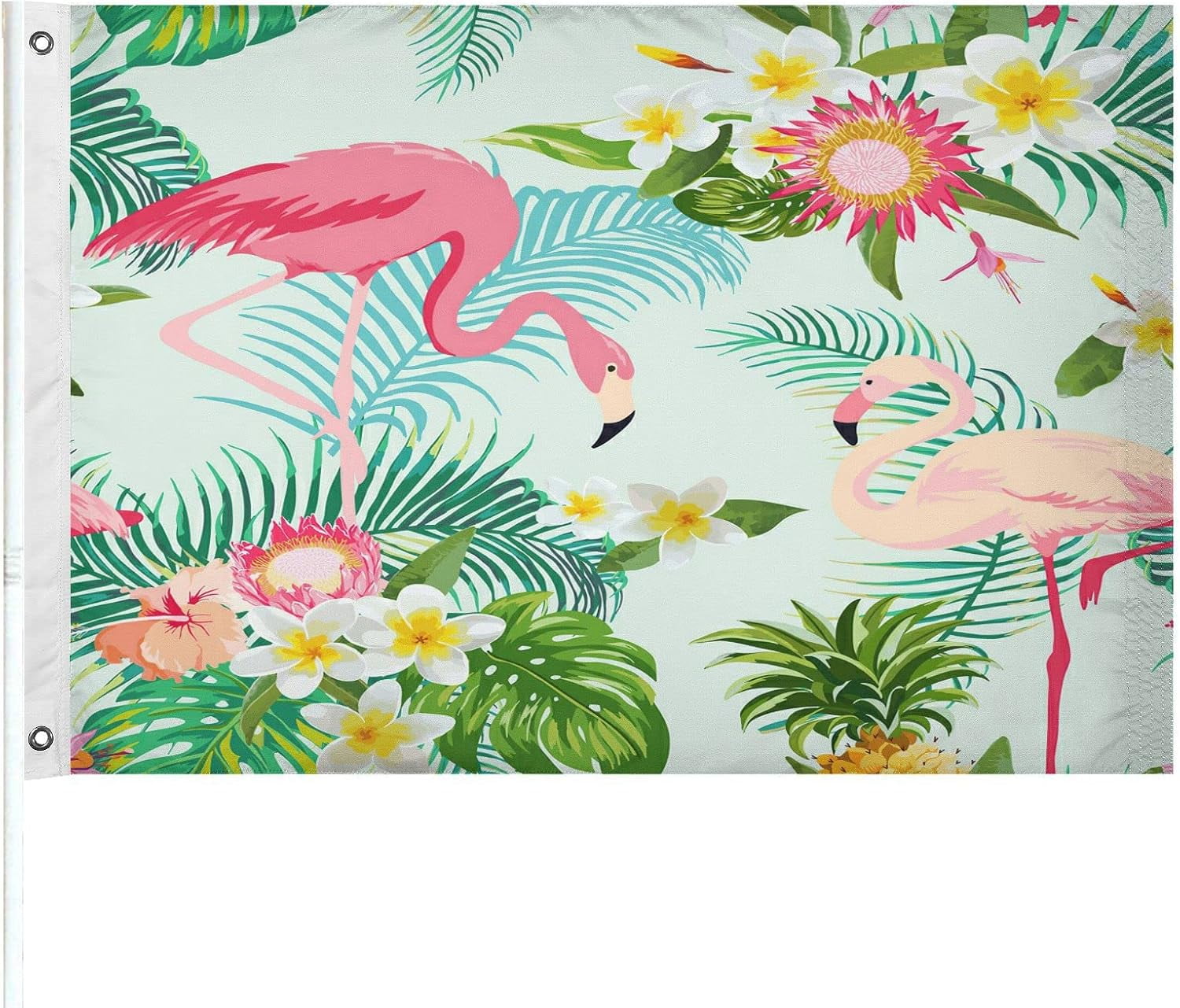 Tropical Flowers Flamingo Flag Outdoor Garden Flag for Outside Funny ...