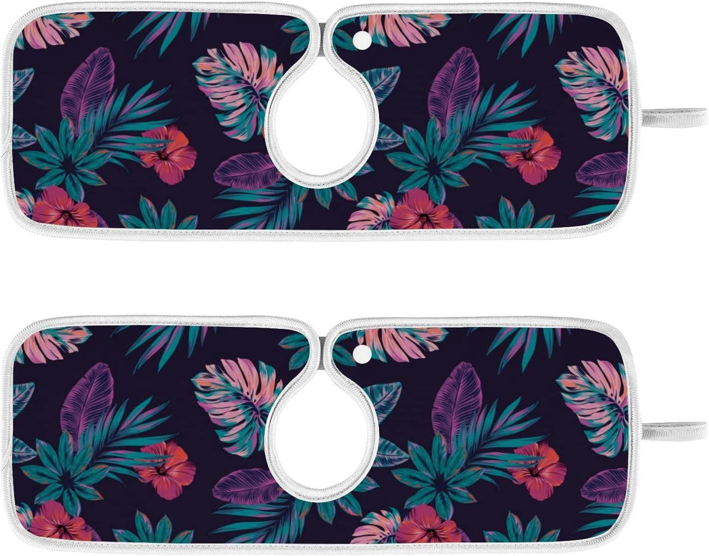 Tropical Flowers Leaves Sink Splash Guard for Faucet 2 Packs Faucet ...