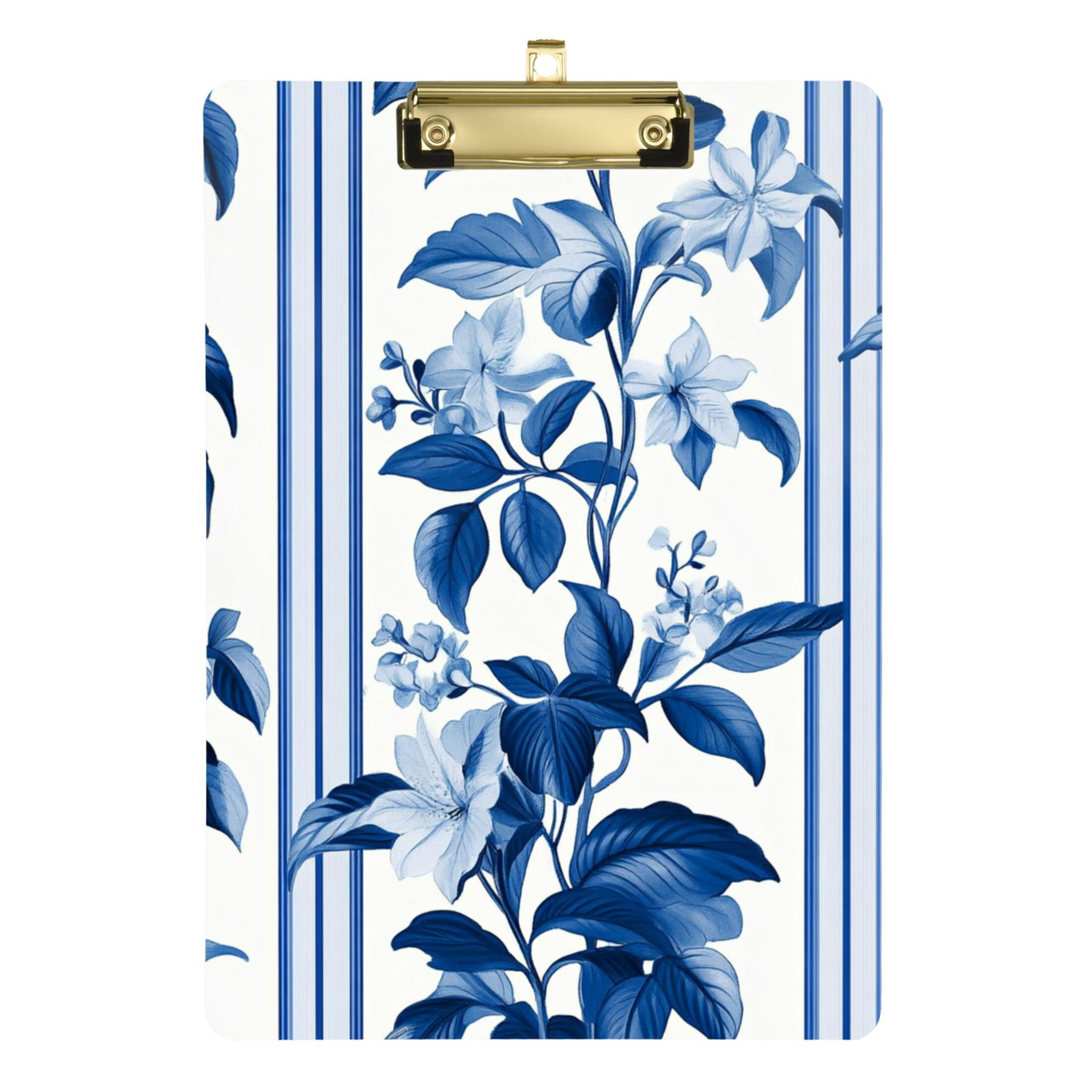 Tropical Flowers Leaves Stripes in Blue Acrylic Clipboard Drawing Board ...