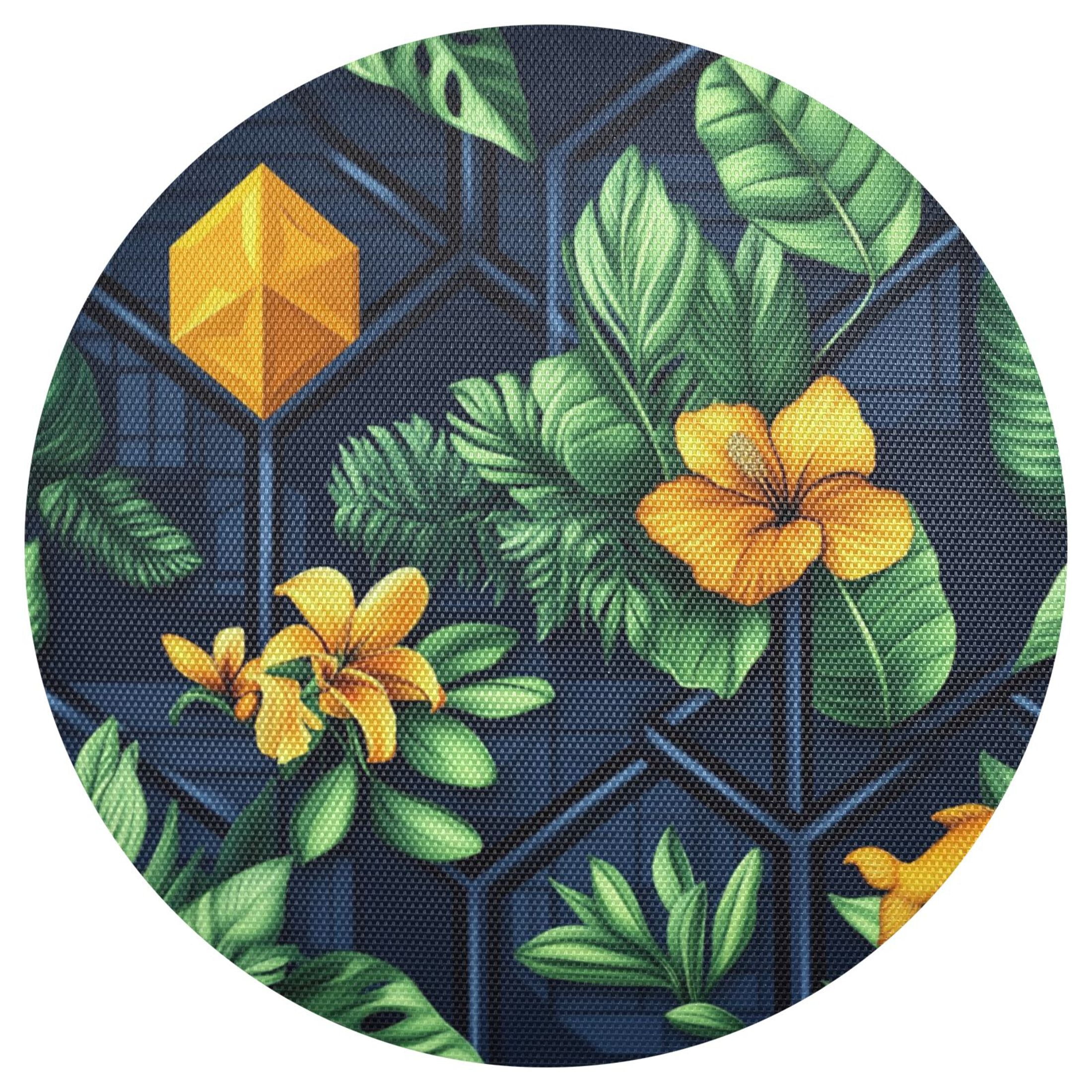 Tropical Flowers and Leaves 4-Piece 15.4in Heat-Proof PVC Plate Mats ...