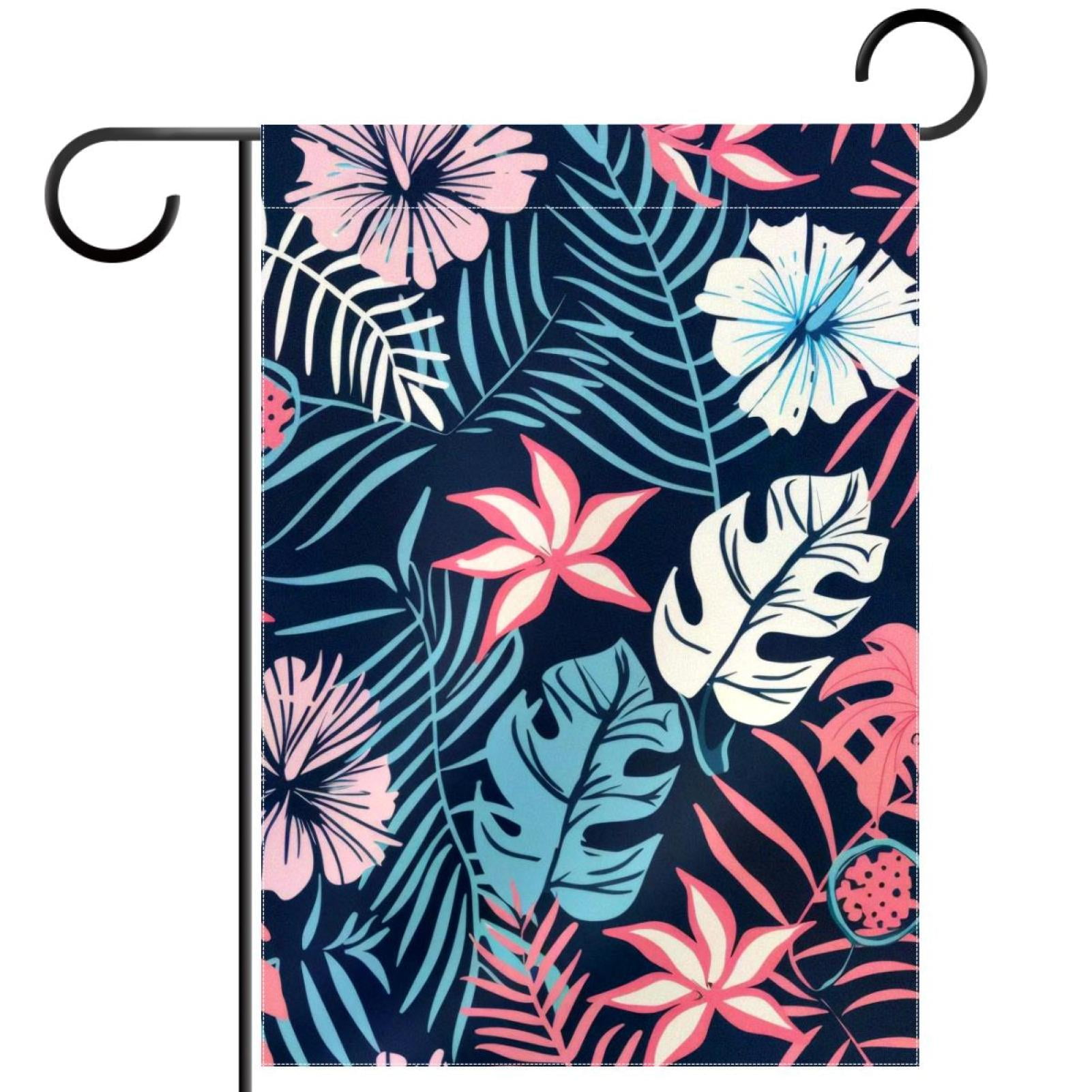 Tropical Flowers and Leaves Welcome Garden Flags, 12 x 18 Inch Double ...
