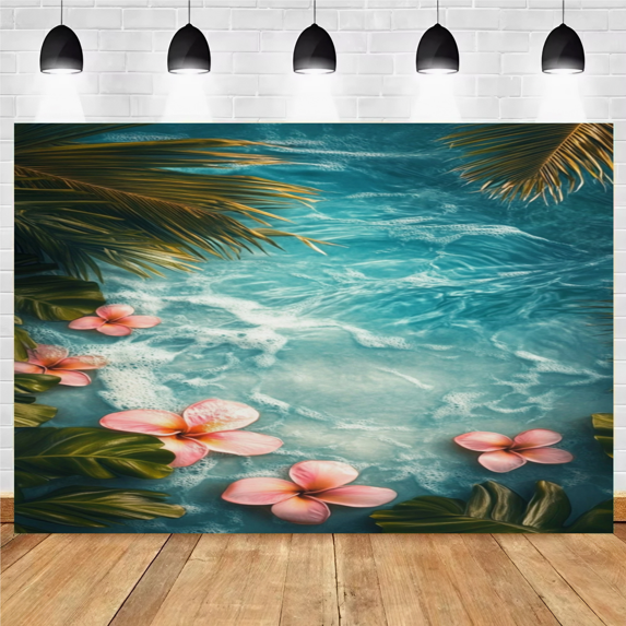 Tropical Flowers and Ocean Waves Natural Scenic Backdrops Summer ...