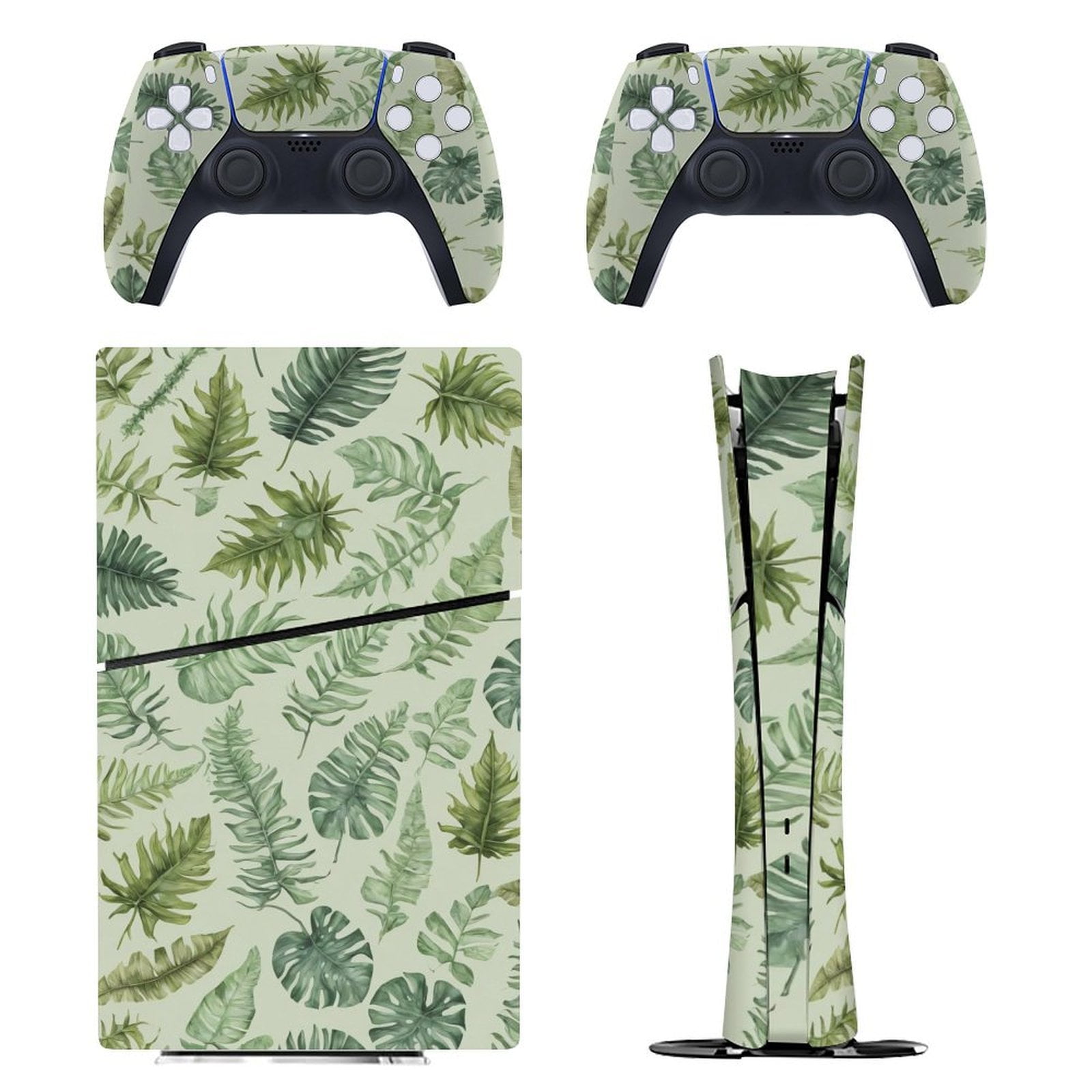 Tropical Foliage Flow Console Skin Bundle for PS5 Pro Slim Disc ...