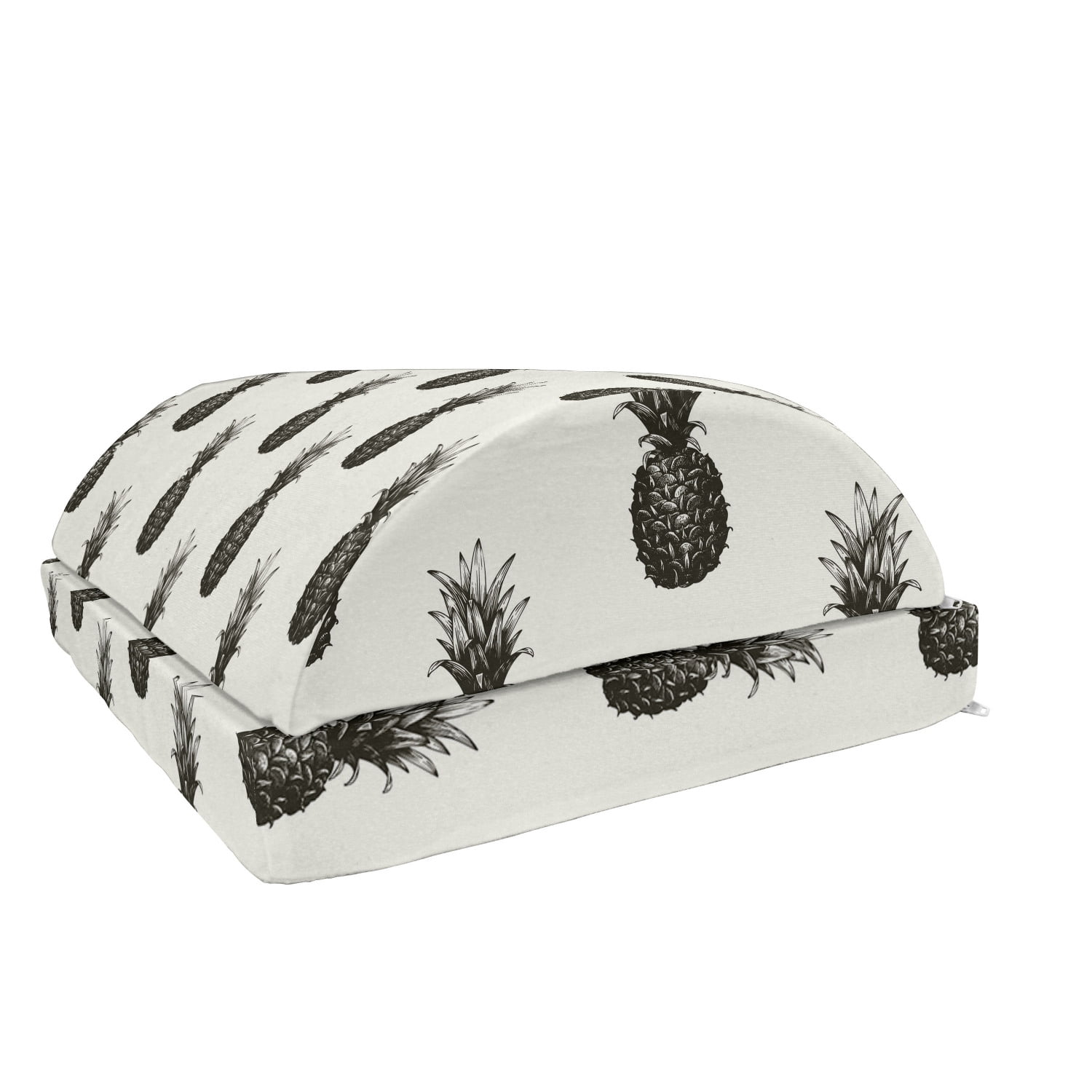 Tropical Foot Rest, Hand Drawn Sketch Illustration of Pineapples on Off ...