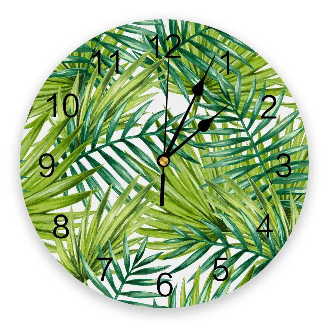 Tropical Forest Leaves Plant Decoration Large Wall Clock Dinning ...