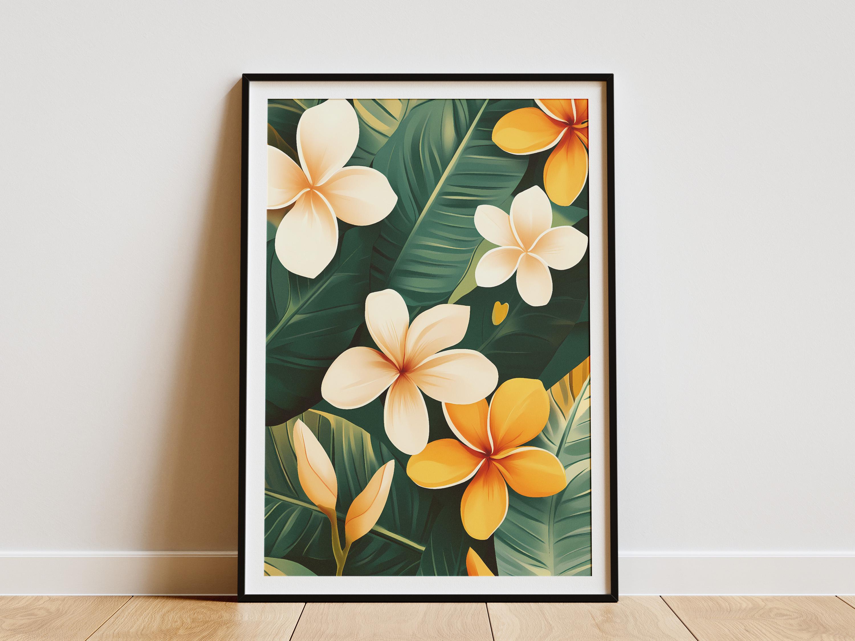 Tropical Frangipani Flower Poster Beach House Decor Botanical Wall Art ...