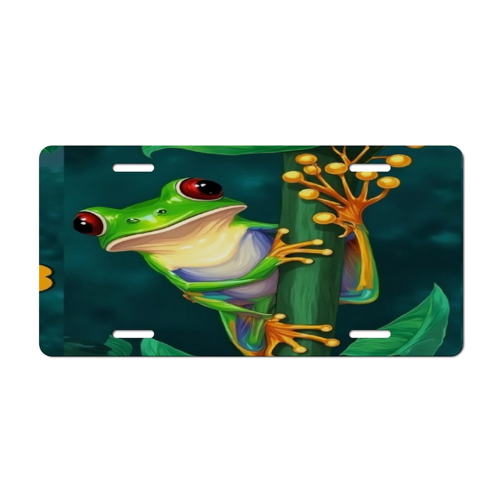 Tropical Frog Print Car Decorative Front License Plate,Vanity Tag,Metal ...