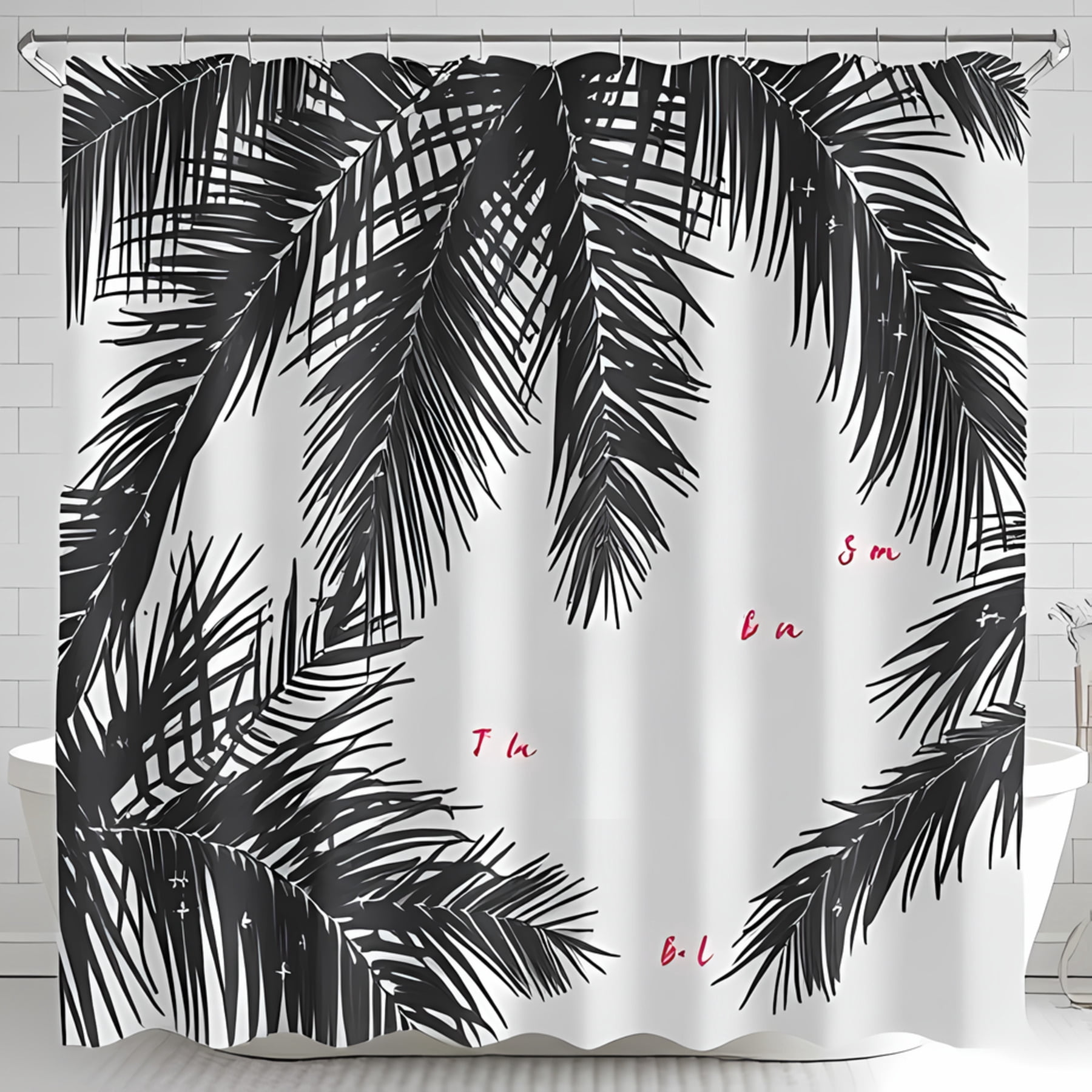 Tropical Frond Shower Curtain - Black & White Design for Modern ...