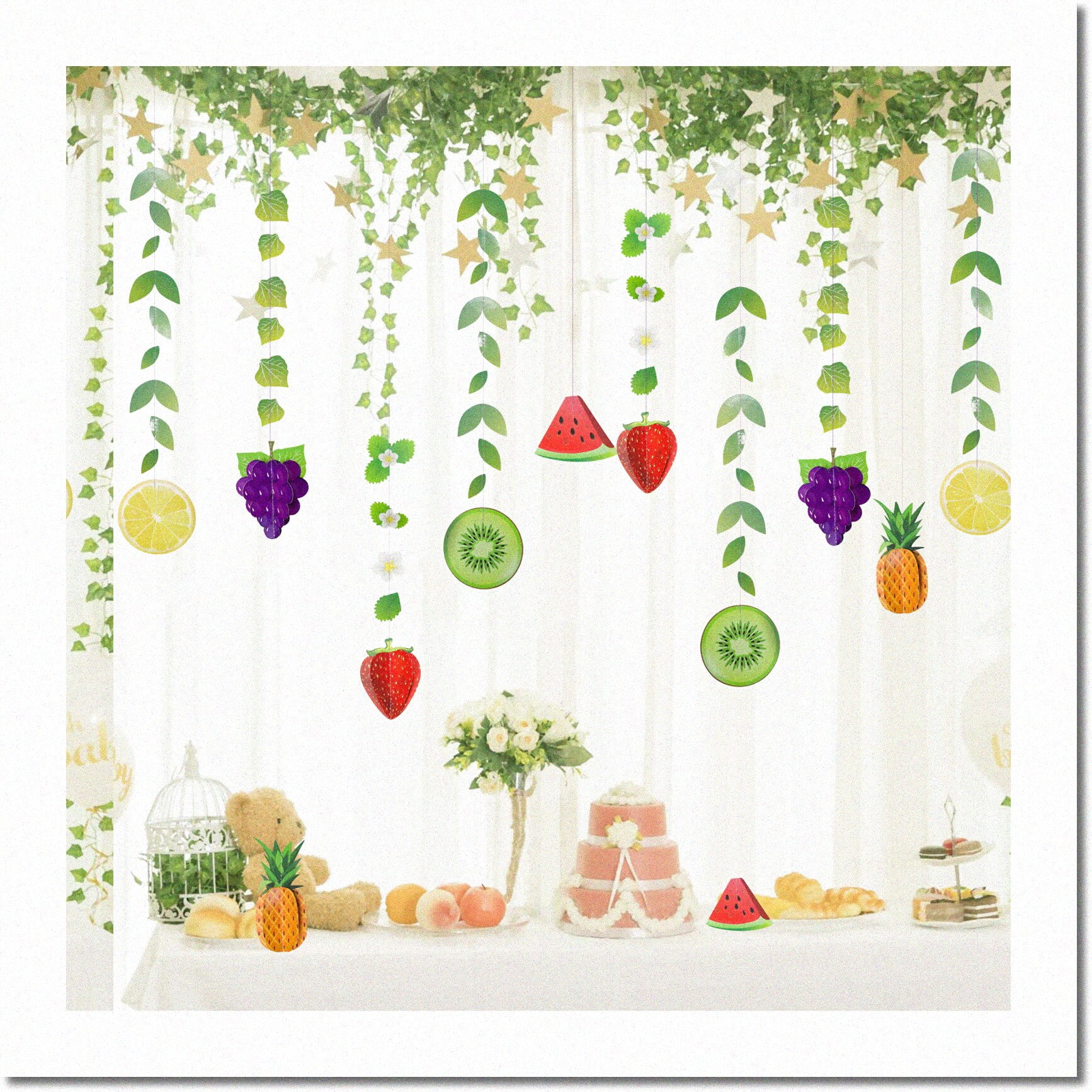Tropical Fruit Fiesta: 12-String Garland Set for Kids Birthday Party ...