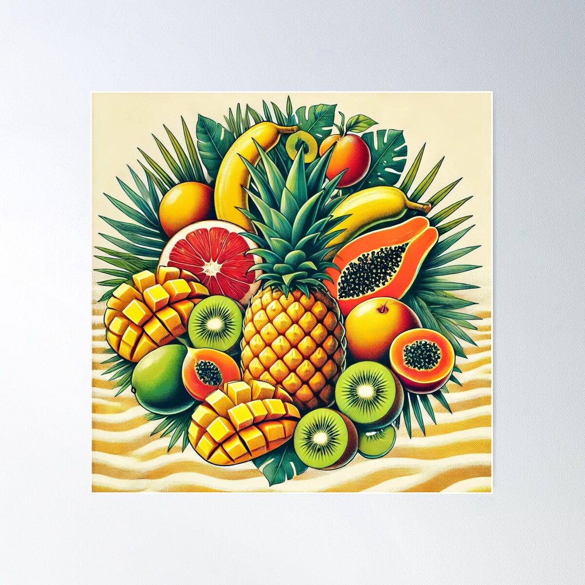 Tropical Fruit Paradise - Exotic Feast Poster Wall Art, Modern Wall ...