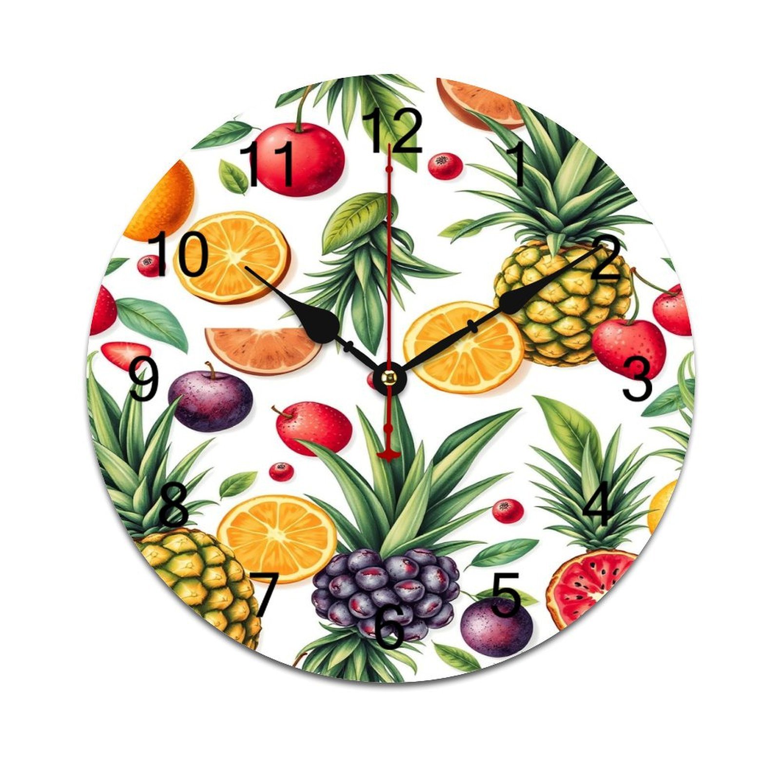 Tropical Fruit Pattern Silent Wall Clock Movement Battery Clock ...