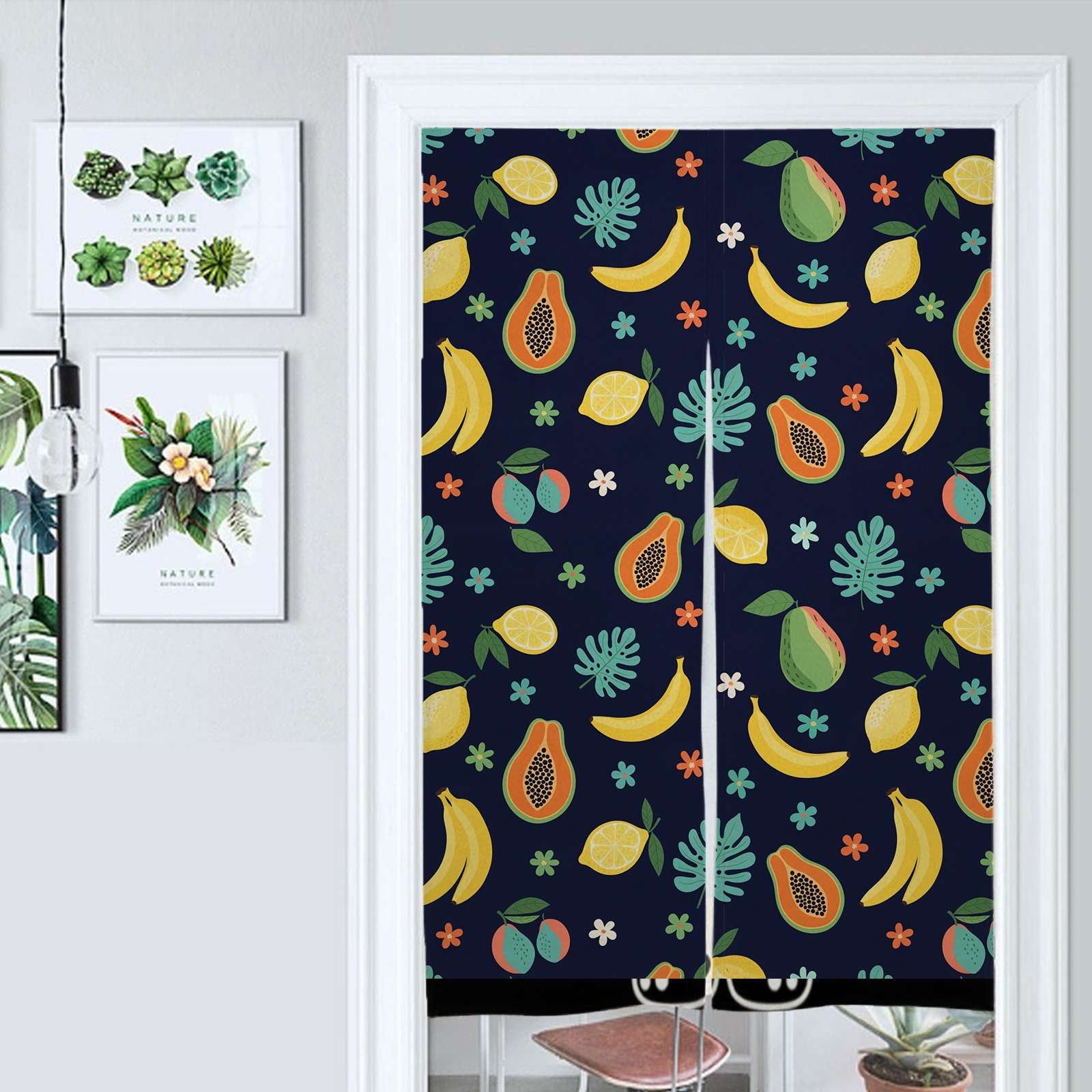 Tropical Fruit Pattern Vibrant Summer Door Curtain Nordic Living Room ...