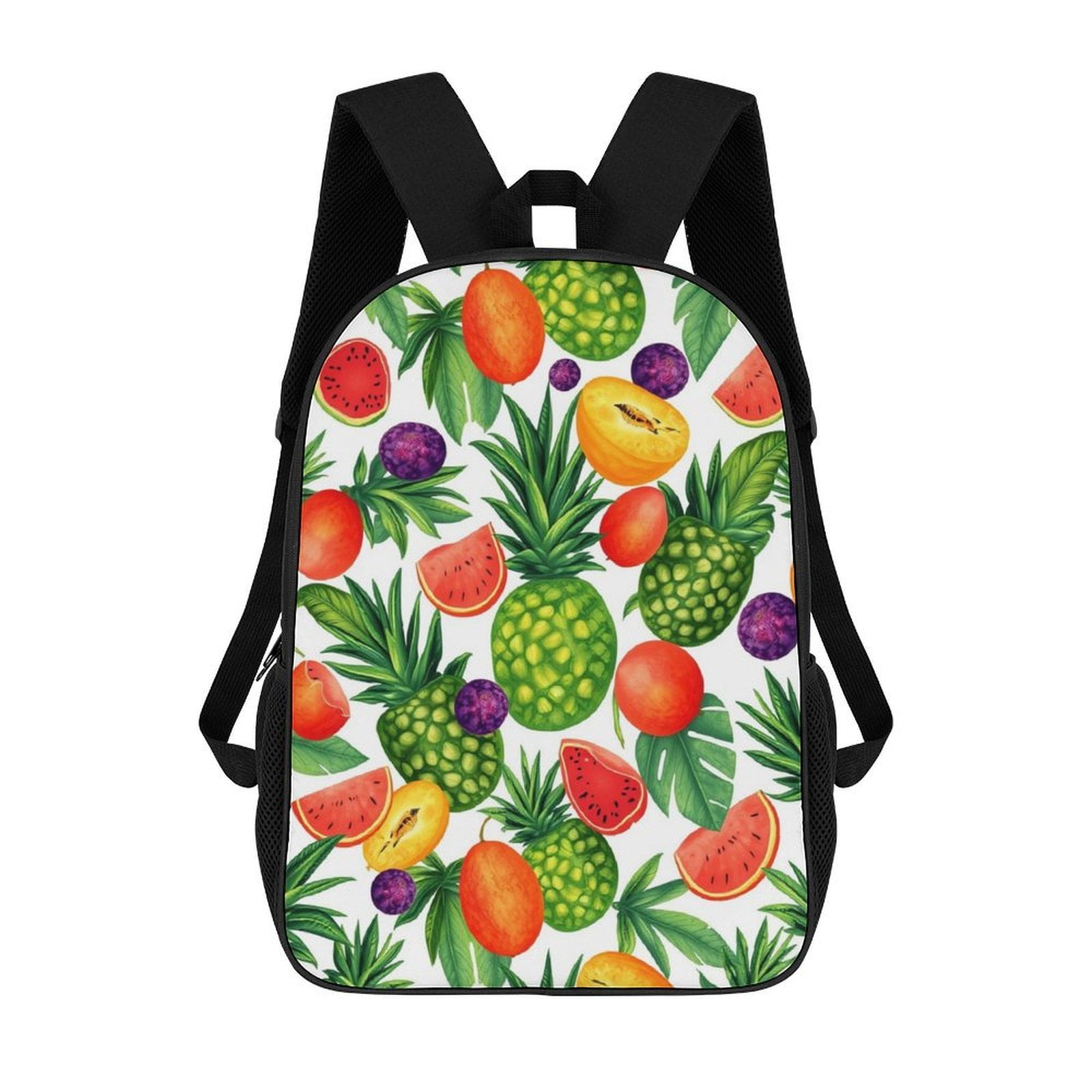 Tropical Fruit PatternZipper Backpack Book Bag Supplies 17 Inch ...