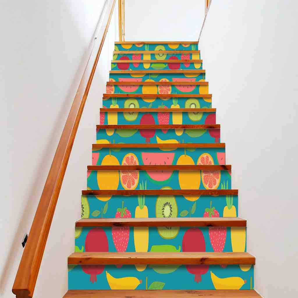 Tropical Fruit Stair Stickers Cartoon Food Stairway Decals Avocado ...