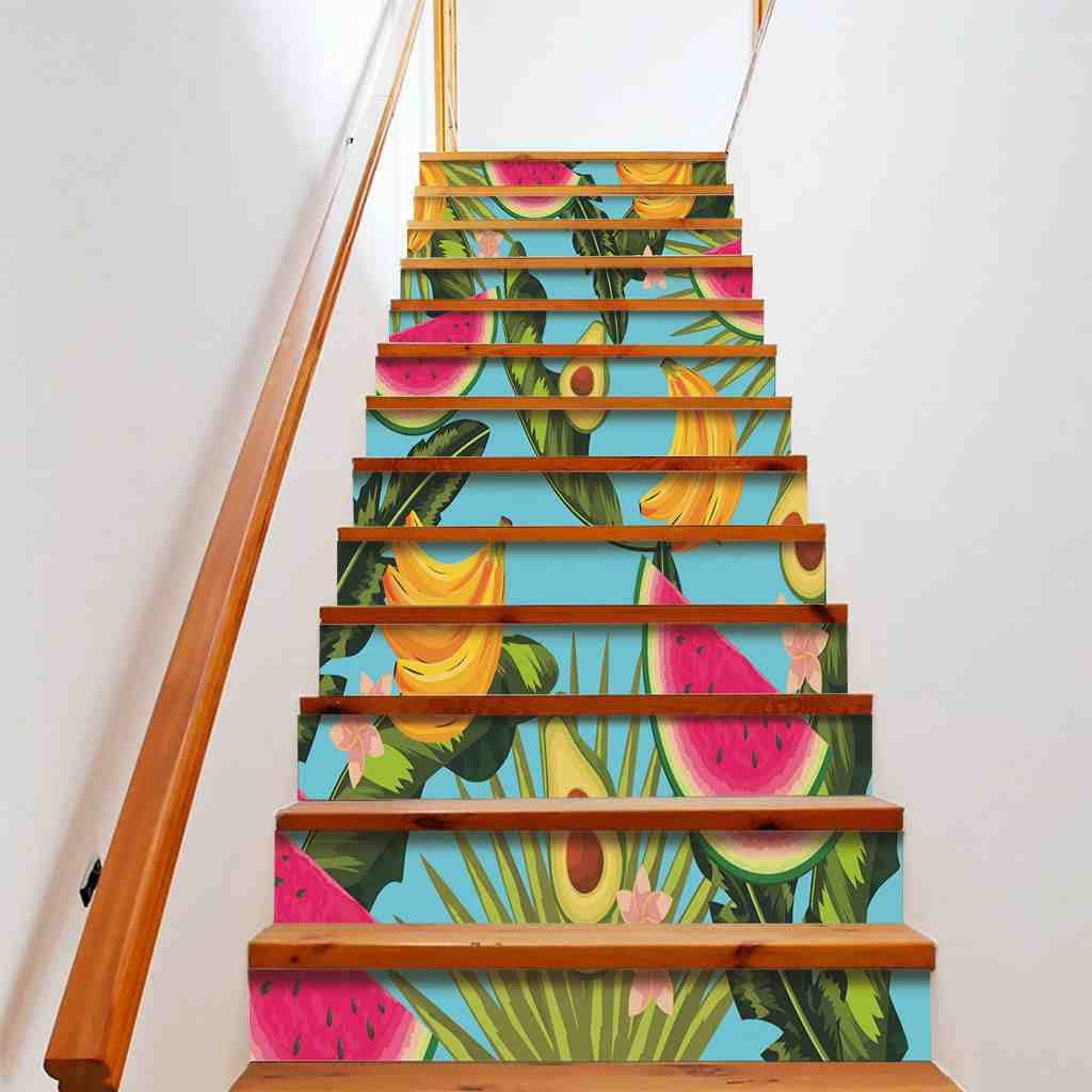 Tropical Fruit Stair Stickers Cartoon Food Stairway Decals Avocado ...