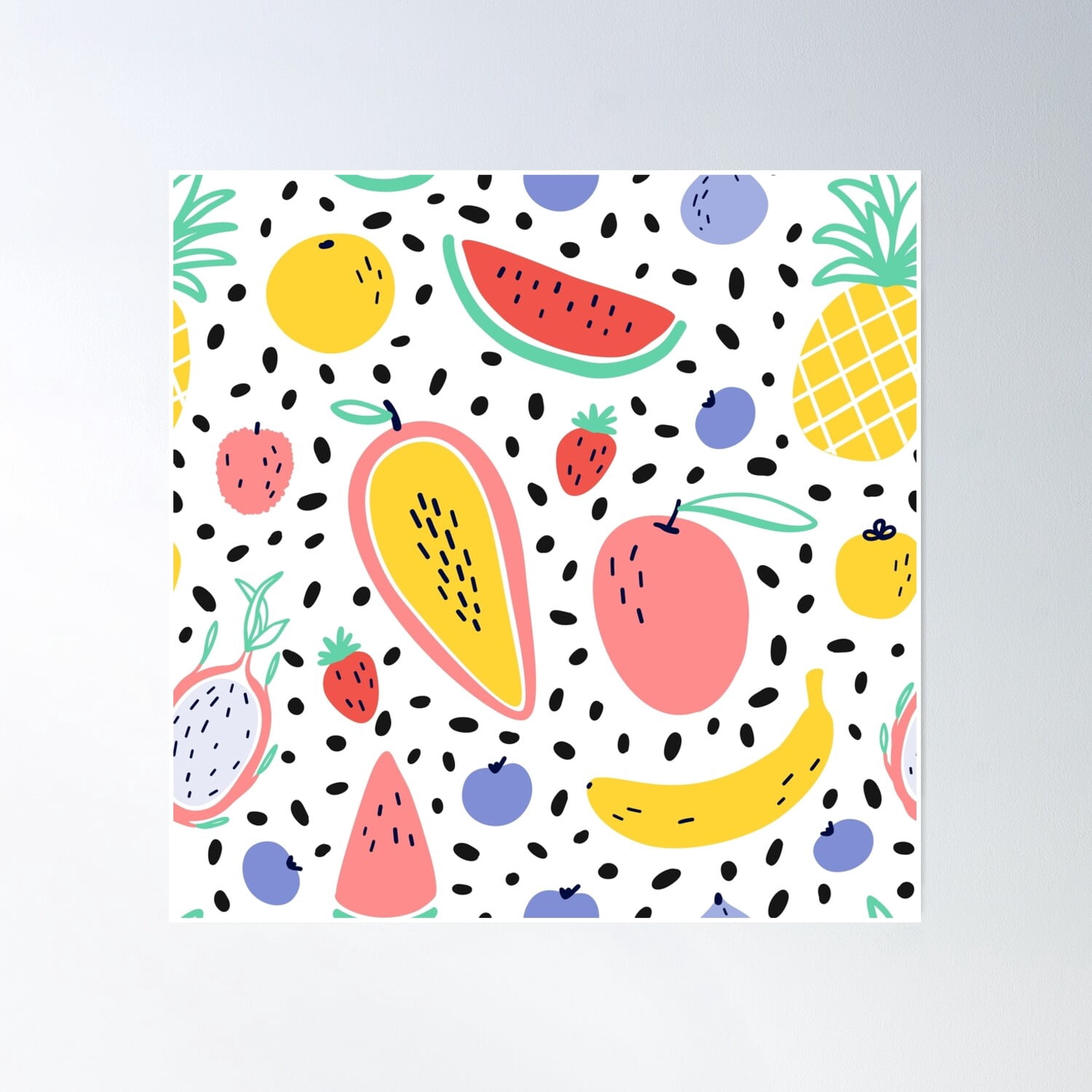 Tropical Fruit Sticker - Pineapple, Watermelon, Dragon Fruit, Pitaya ...