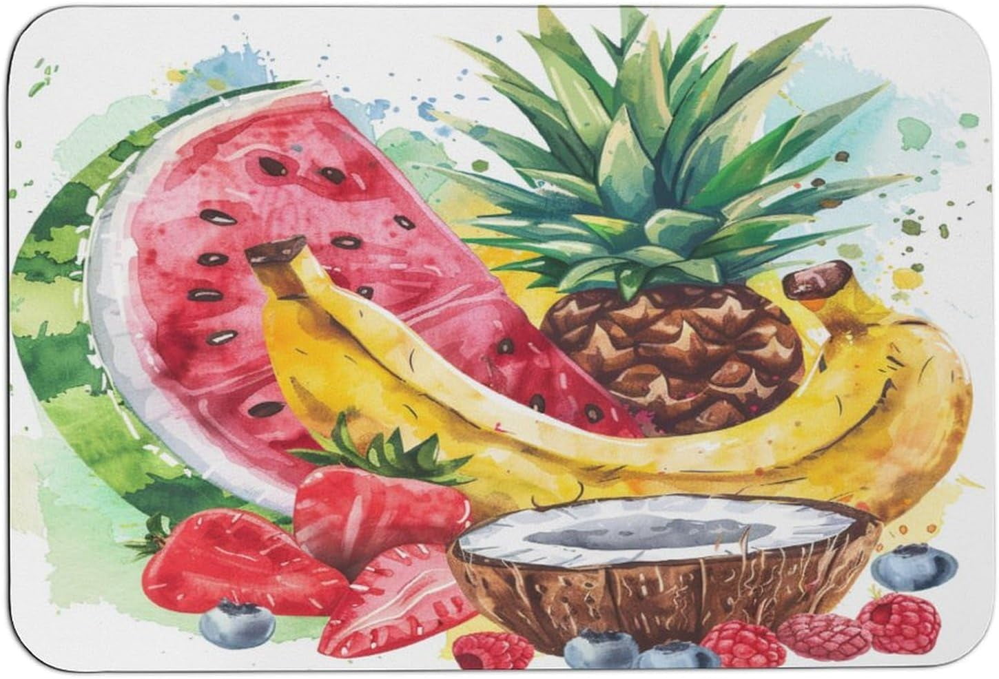 Tropical Fruit Watermelon Coconut Pineapple Banana Bath Rugs Mats Water ...