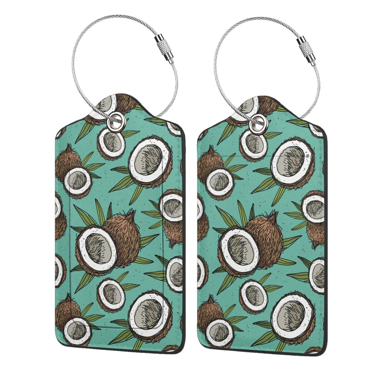 Tropical Fruit of Coconut Pattern Luggage Tags for Suitcase PU Privacy ...