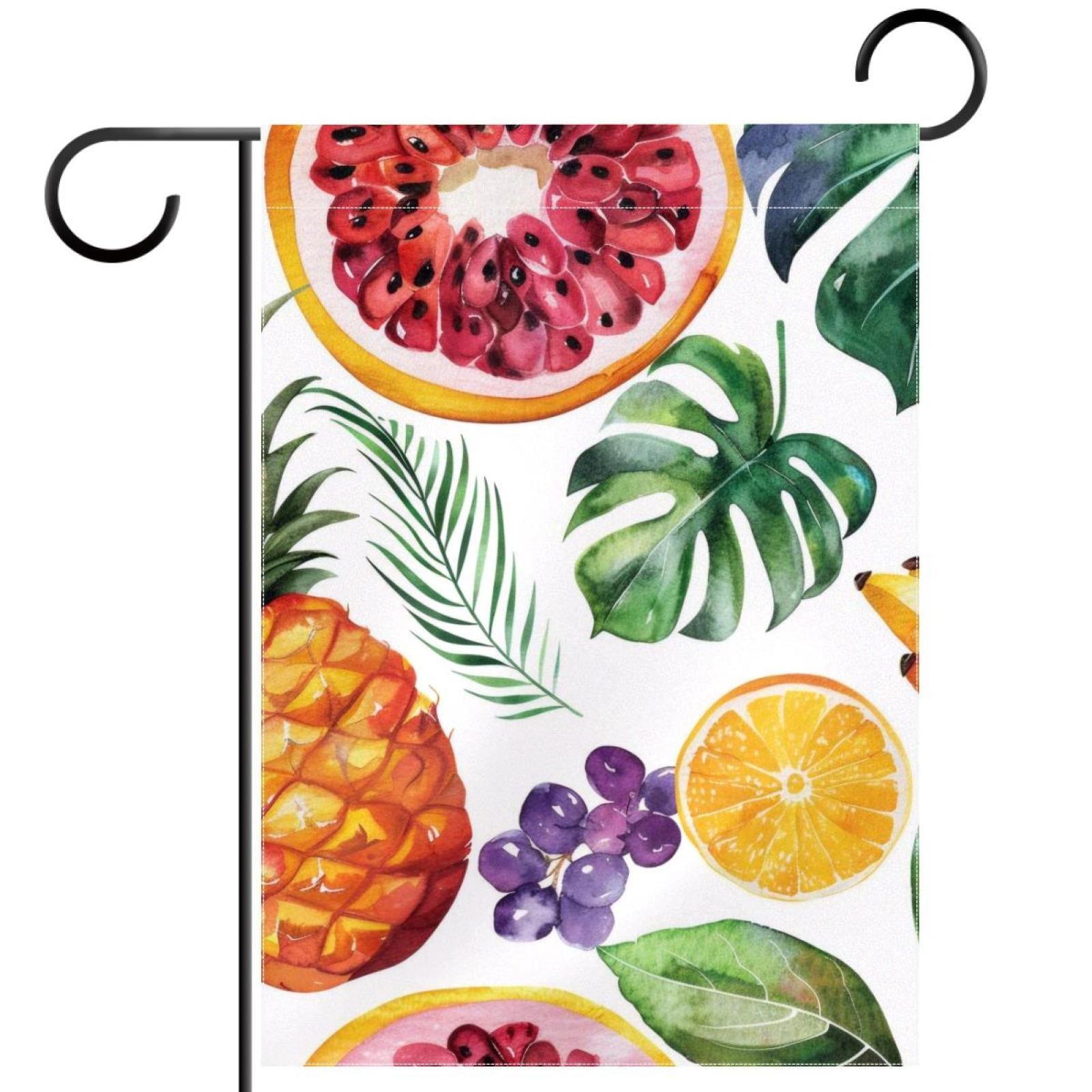 Tropical Fruits and Palm Leaves Welcome Garden Flags, 12 x 18 Inch ...
