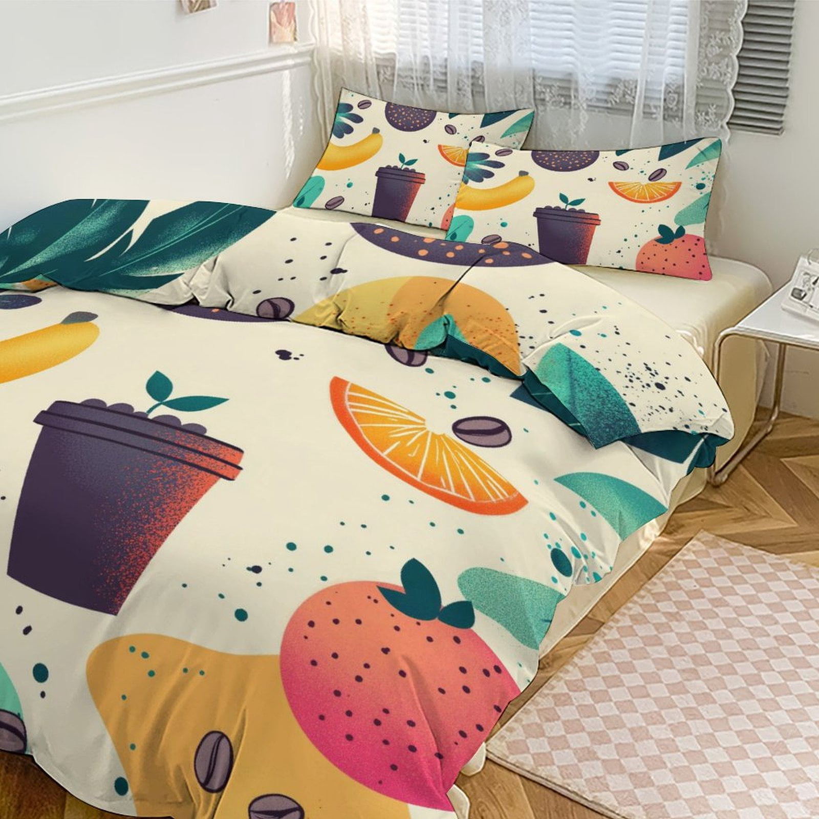 Tropical Fruits with Exotic Flavors Bedding Set with Zipper Closure for ...