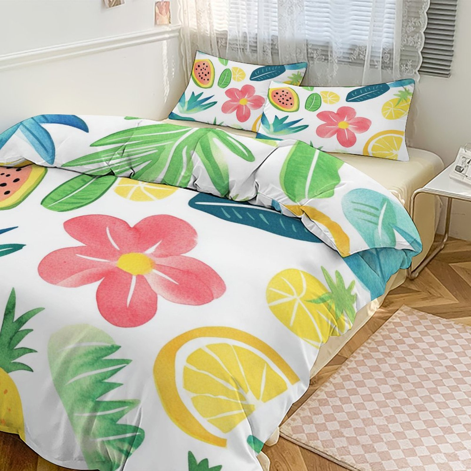 Tropical Fruits with Exotic Flavors Bedding Set with Zipper Closure for ...