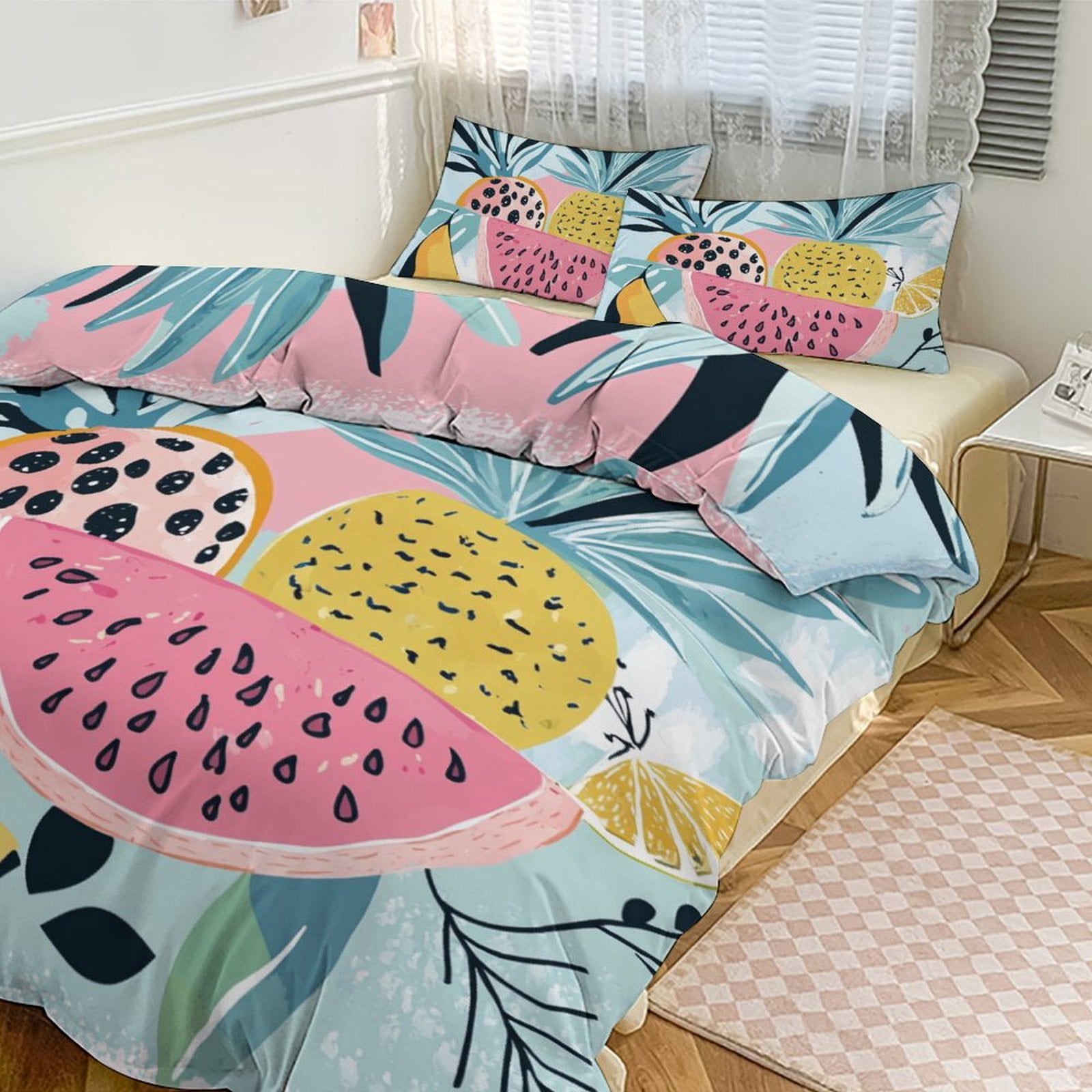 Tropical Fruits with Exotic Flavors Bedding Set with Zipper Closure for ...