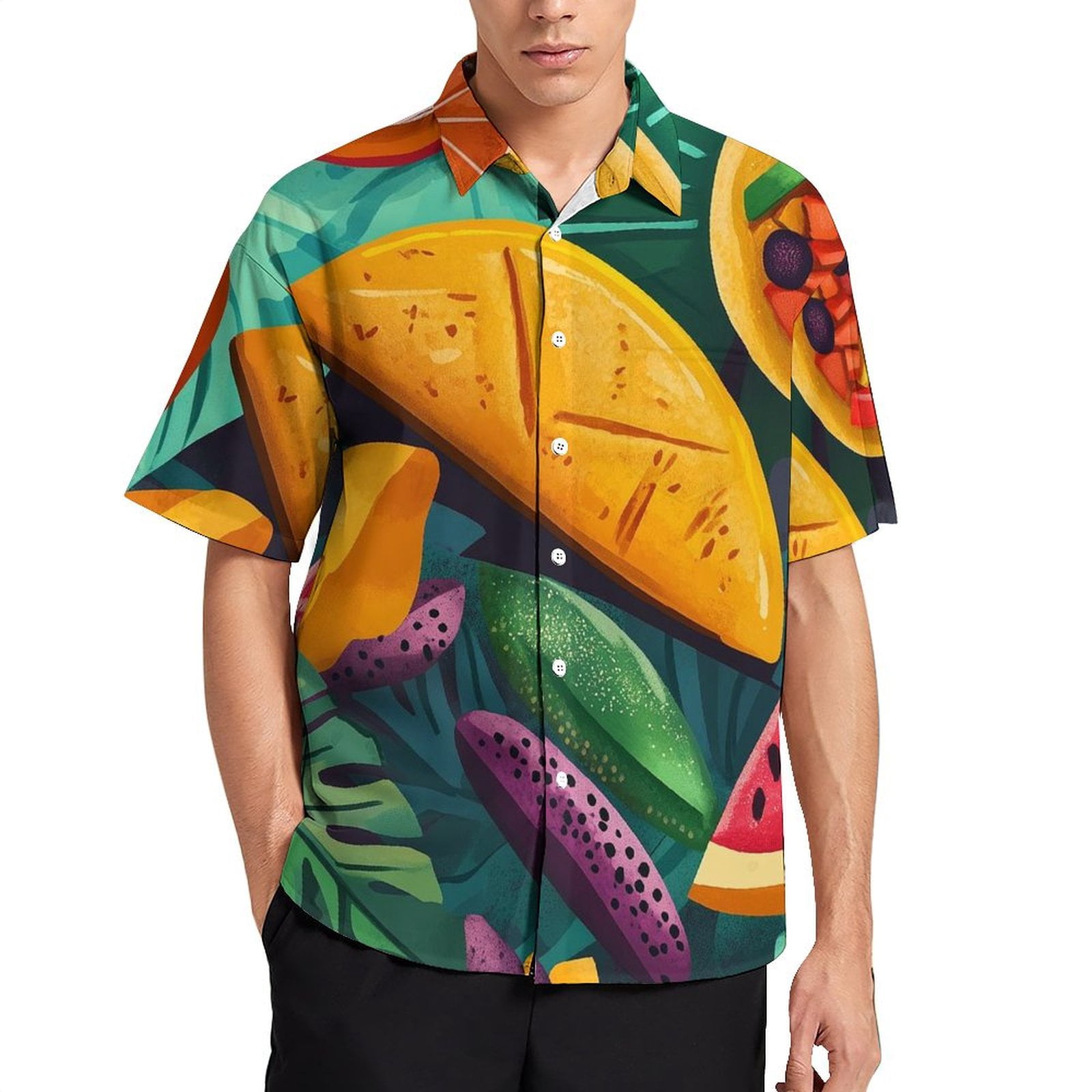 Tropical Fruits with Exotic Flavors Men's Shirt Short Sleeves Printed ...